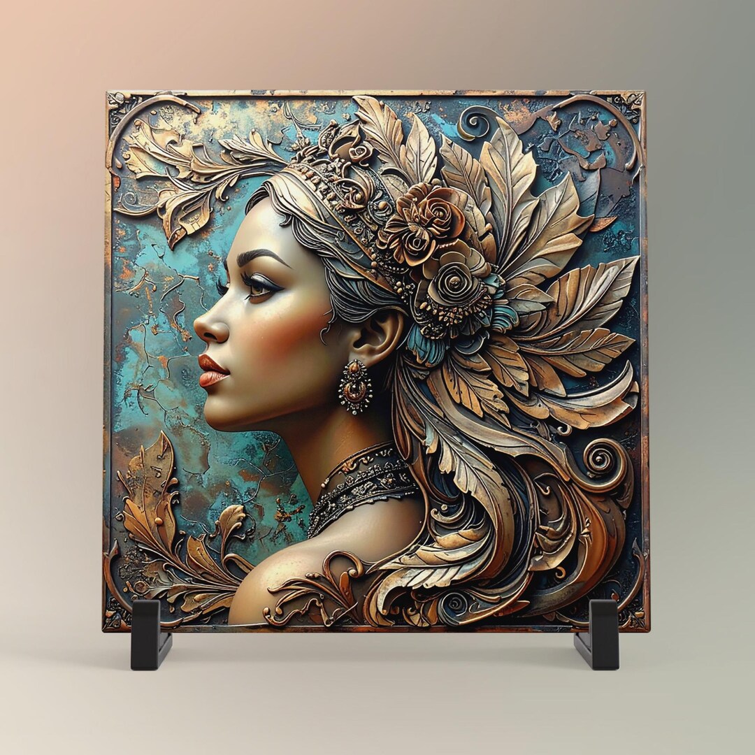 Art Deco Ceramic Tile, 1930s Bronze Woman, Art Nouveau Decor - Etsy