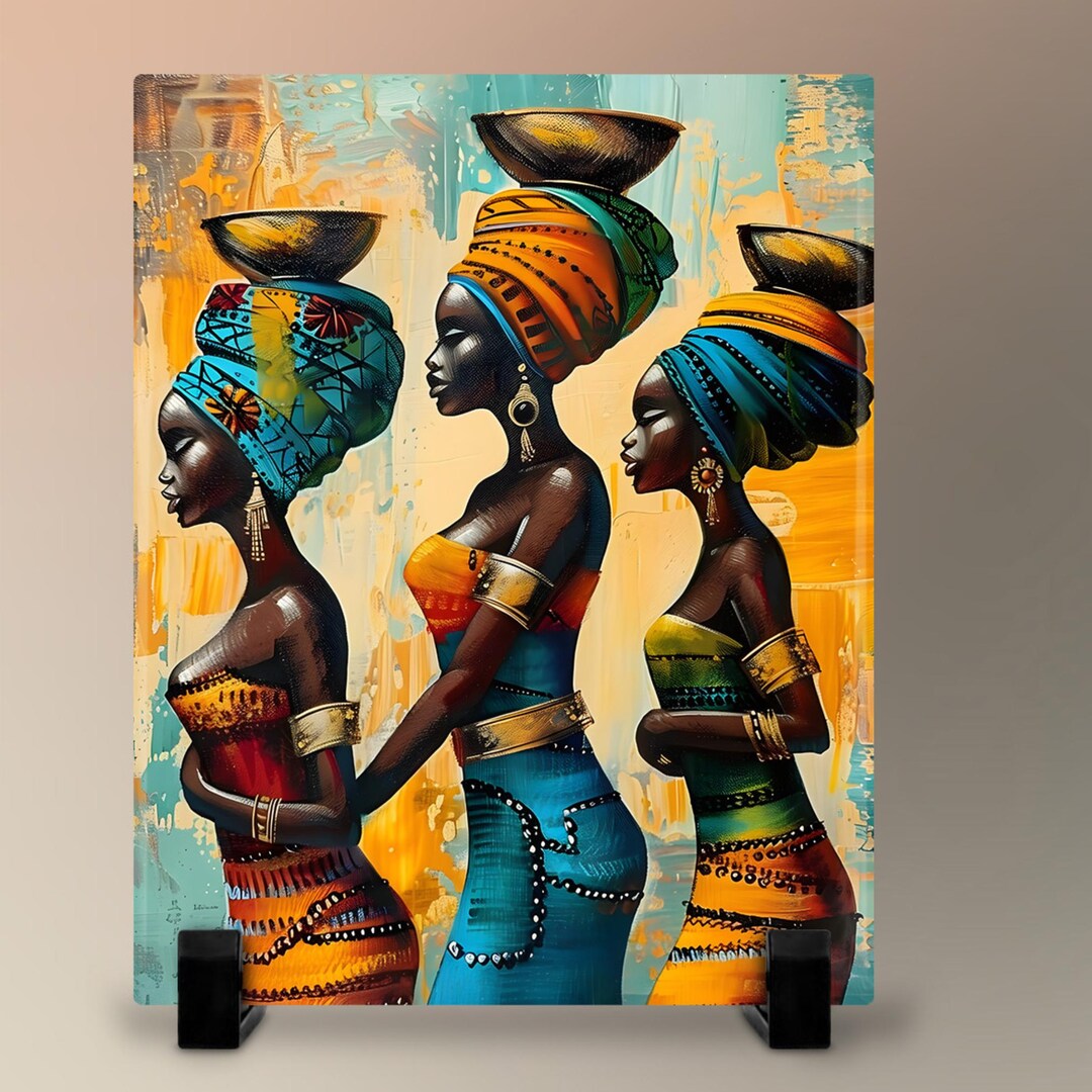 Ceramic Tile Art of Beautiful African Women Art - Afrocentric Style for ...