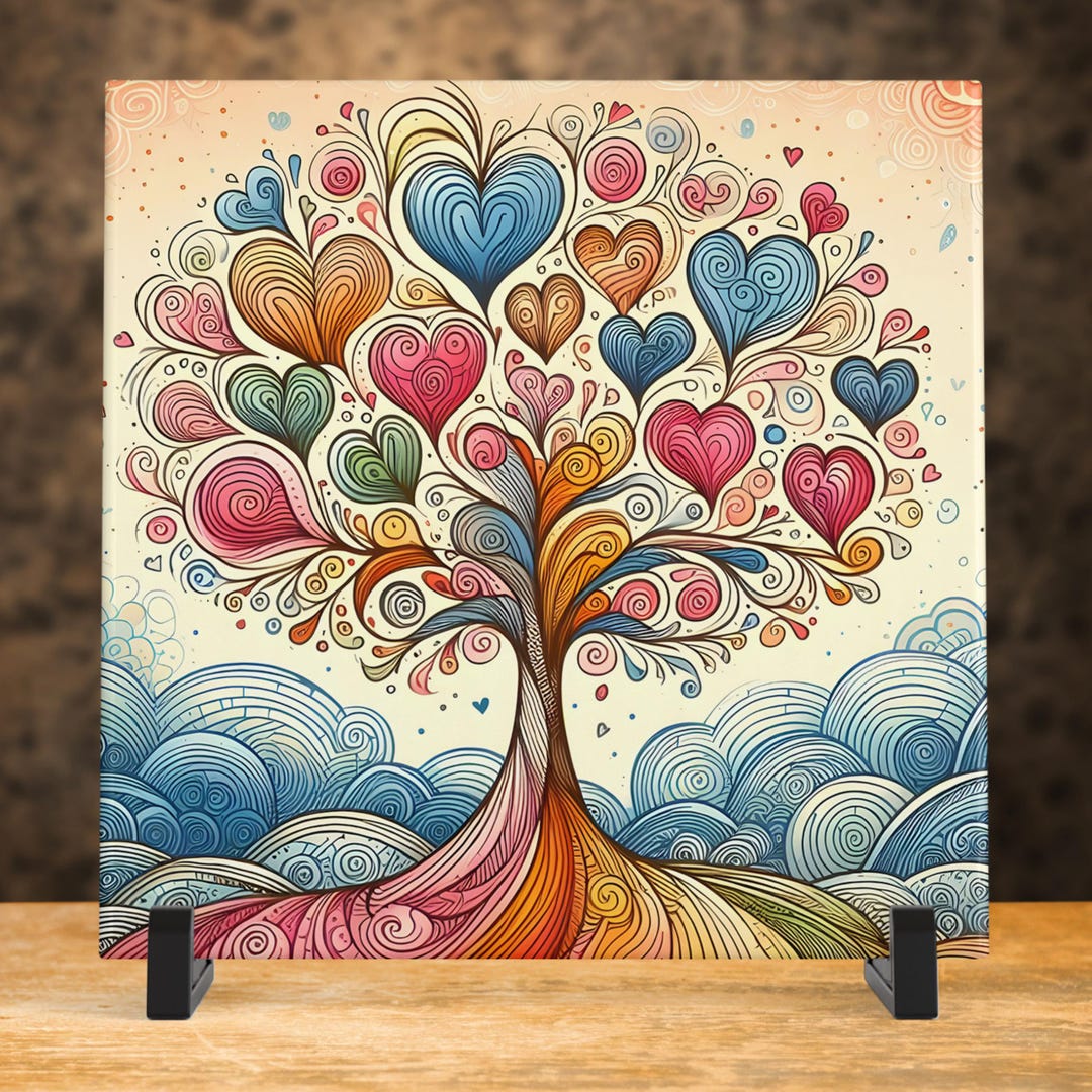 Heart Tree Wall Art, Whimsical Heart Decor for Valentine's Day, Unique ...
