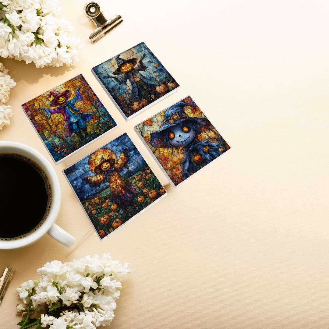 Spooky Halloween Coasters: Stained Glass Style Fall Decor - Etsy