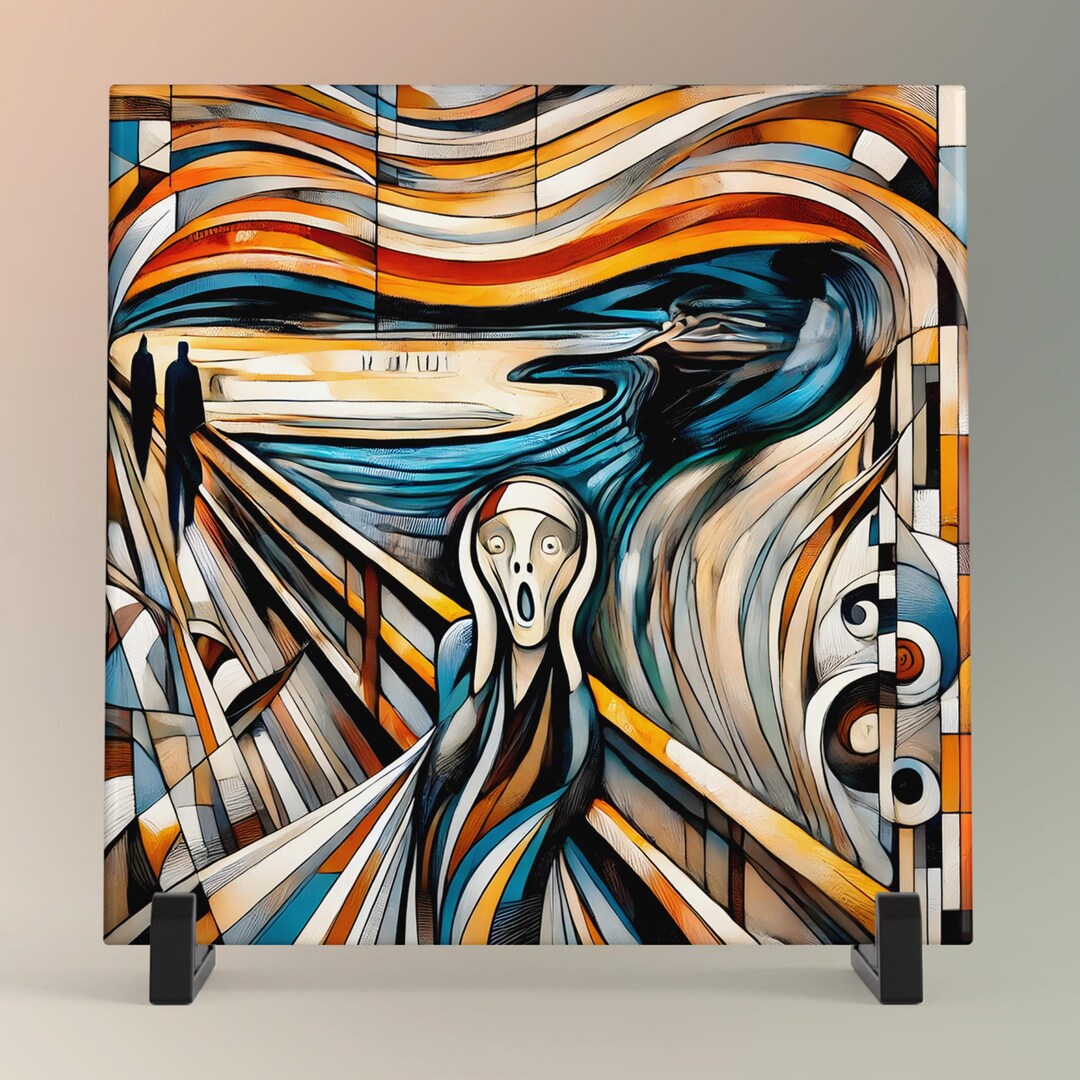 The Scream Painting Ceramic Art Tile | Cubism Artwork Inspired by ...