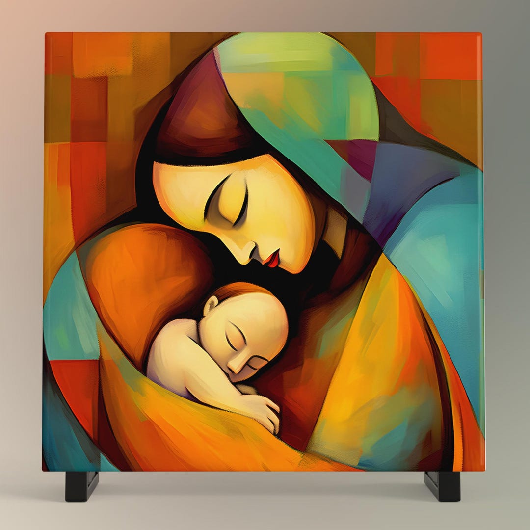 Madonna and Child Ceramic Tile Art, Picasso Style, Religious Decor - Etsy
