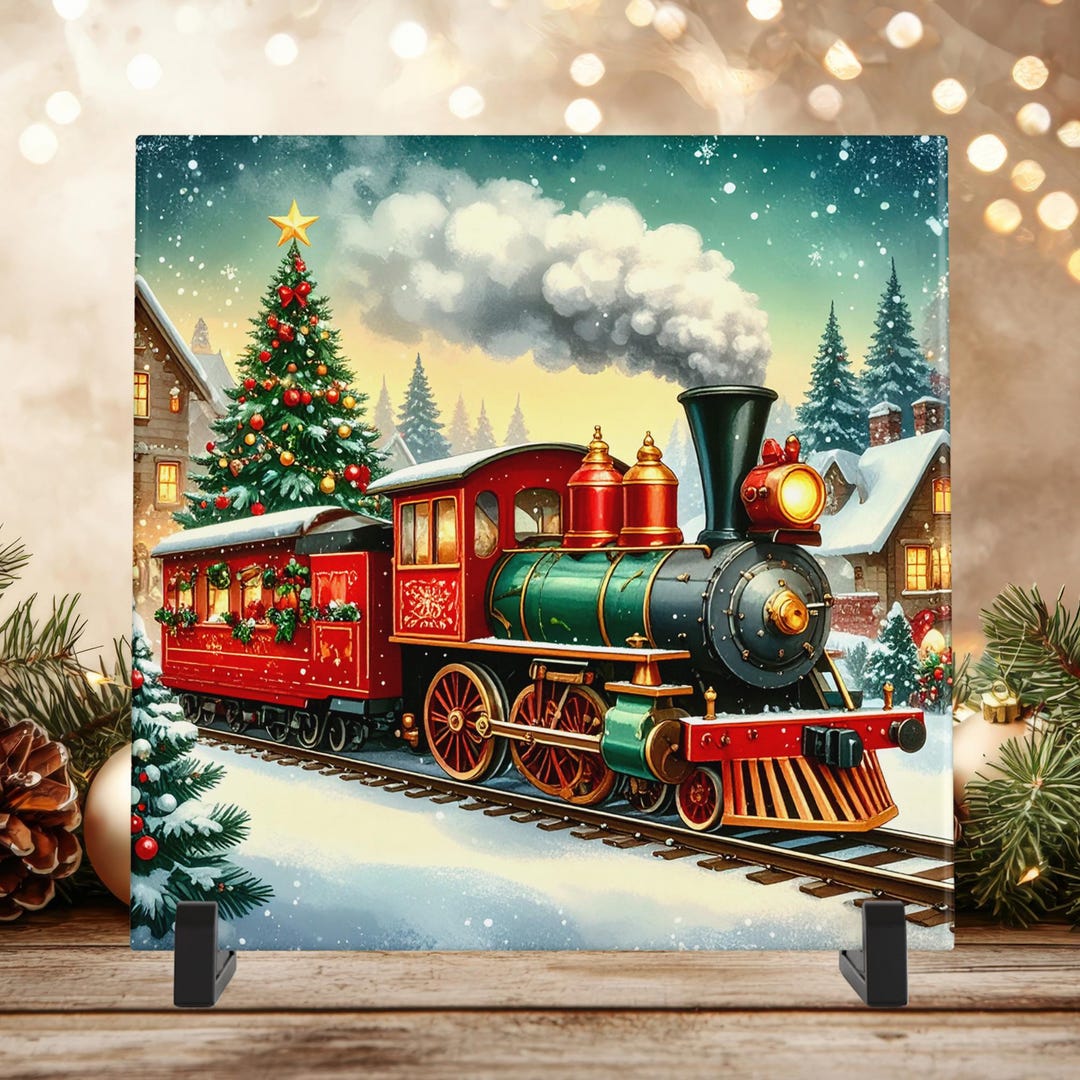 Vintage Polar Express Ceramic Tile Art: Christmas Train Wall Hanging - Etsy