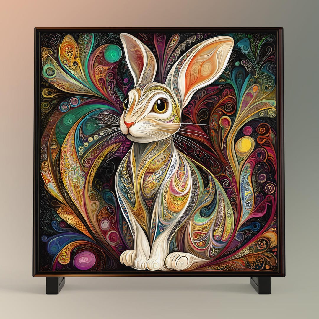 Art Nouveau Rabbit Ceramic Tile, William Morris Inspired Decor, Classic ...