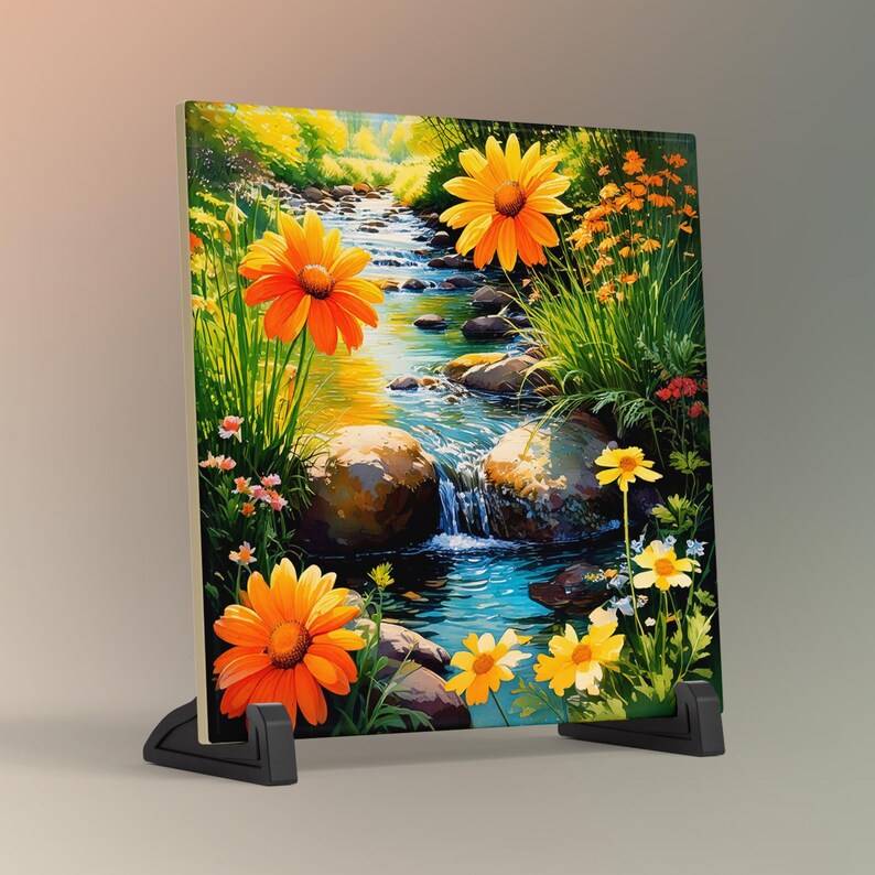 Wildflower Watercolor Ceramic Art Tile | Botanical Wall Decor - Etsy