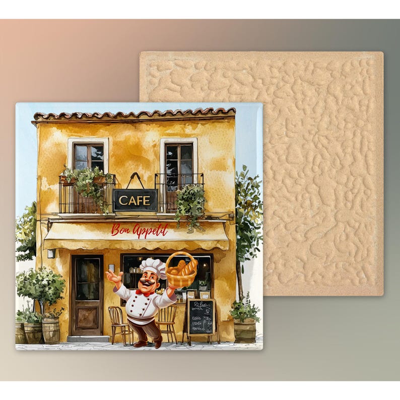 Bon Appetit Cafe Ceramic Art Tile, Kitchen Decor - Etsy