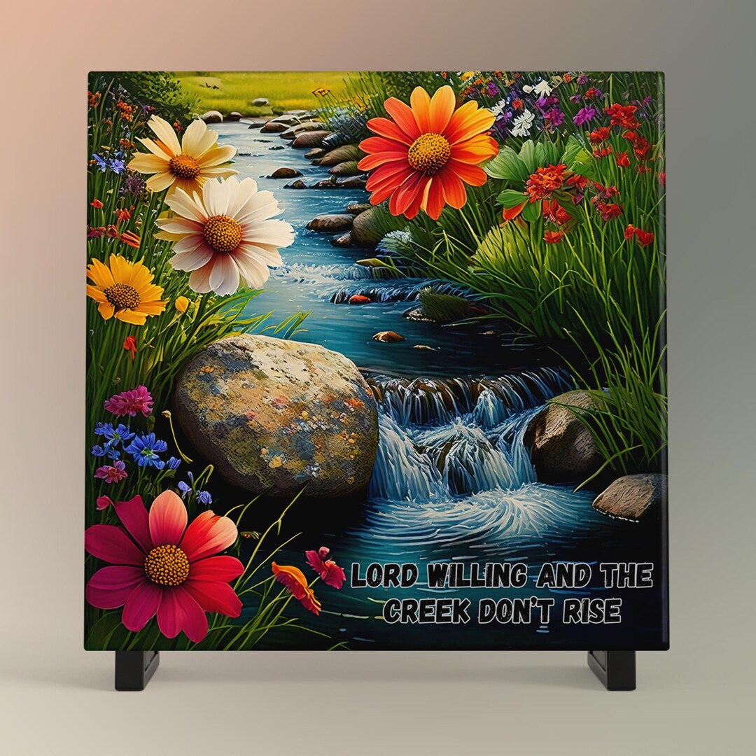 Wildflower Ceramic Tile, Babbling Brook Christian Art - Etsy