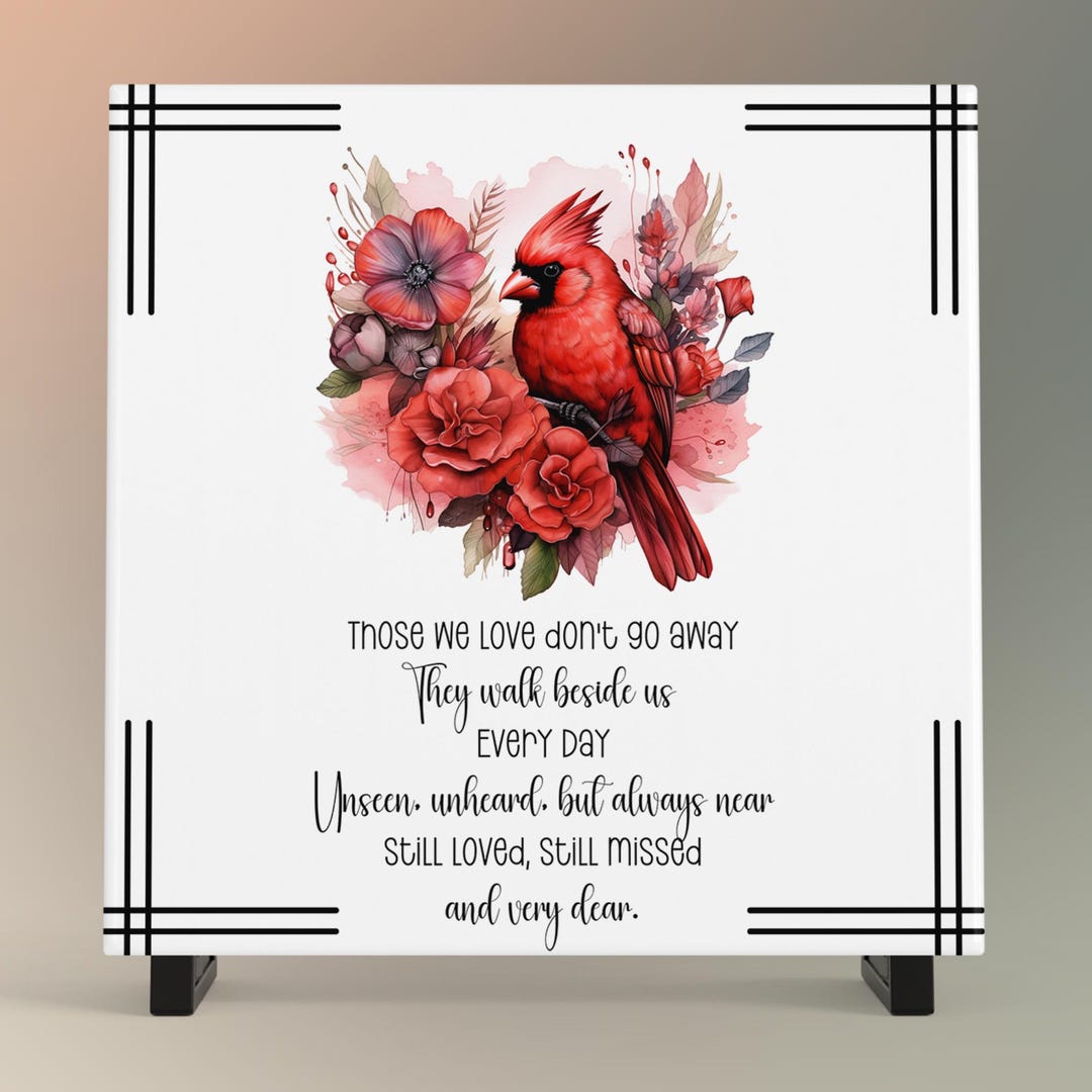 Red Cardinal Memorial Ceramic Tile: Elegant Remembrance Art - Etsy