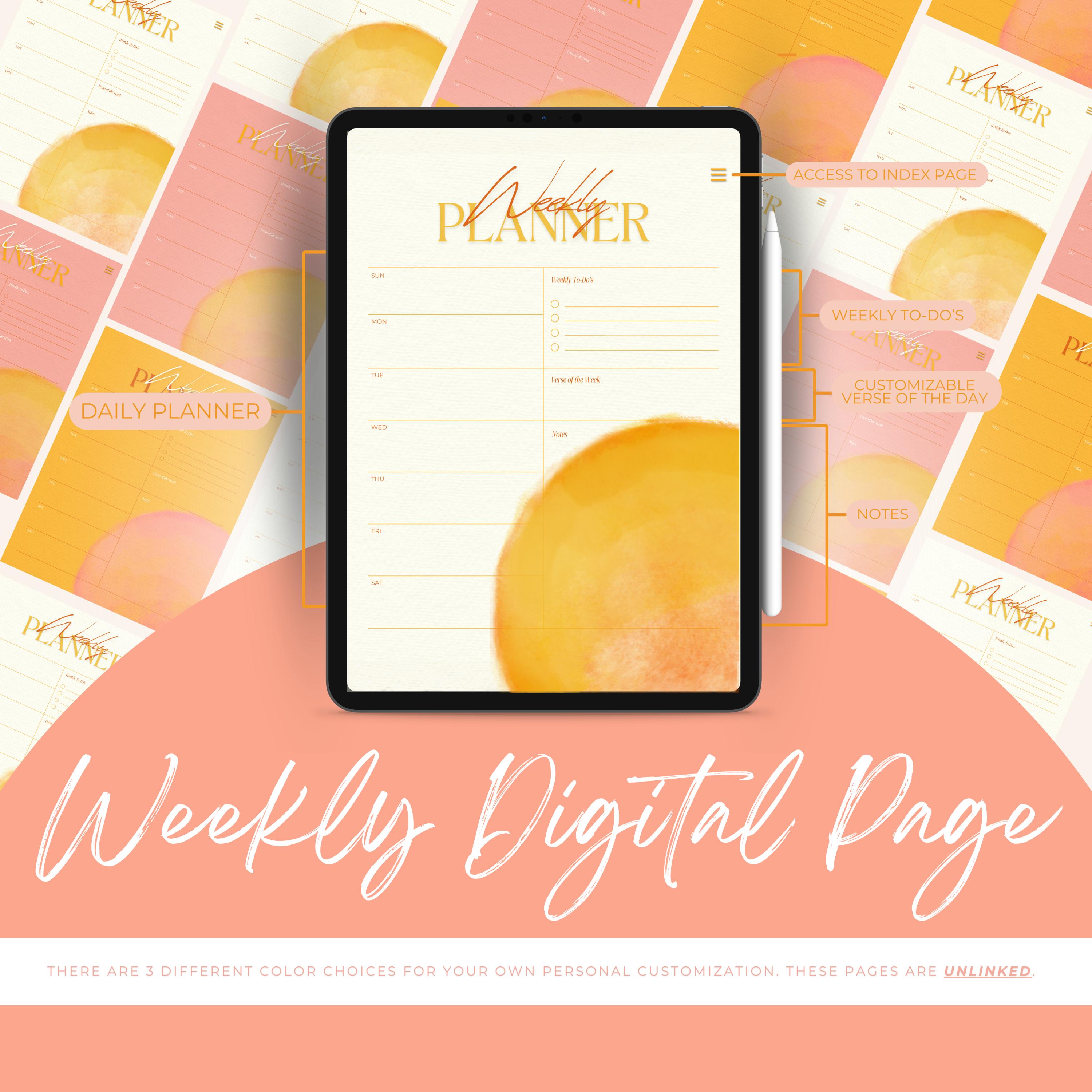 Undated Faith-driven Digital Planner | Sunset | Monthly Weekly Daily ...