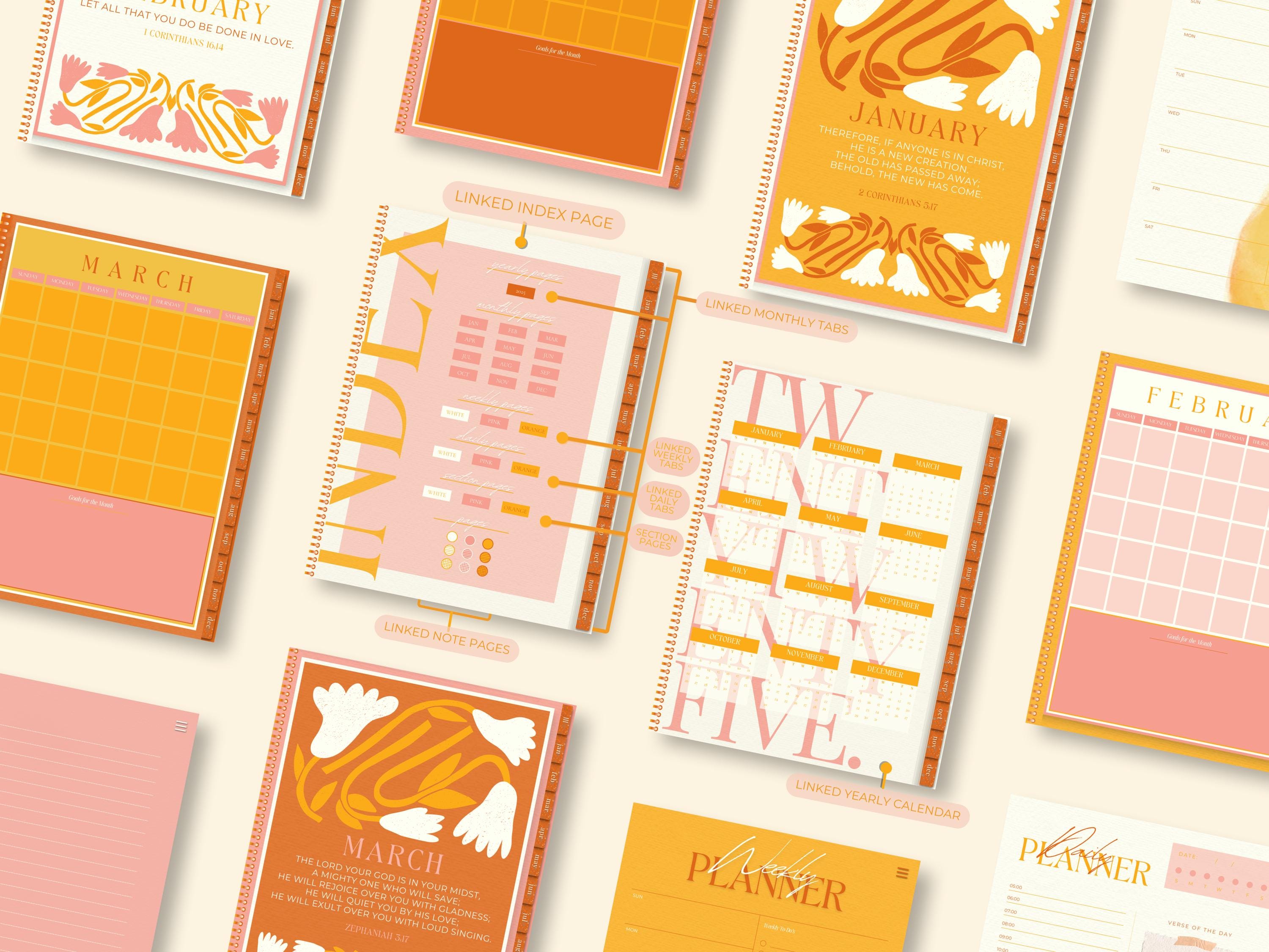 Undated Faith-driven Digital Planner | Sunset | Monthly Weekly Daily ...