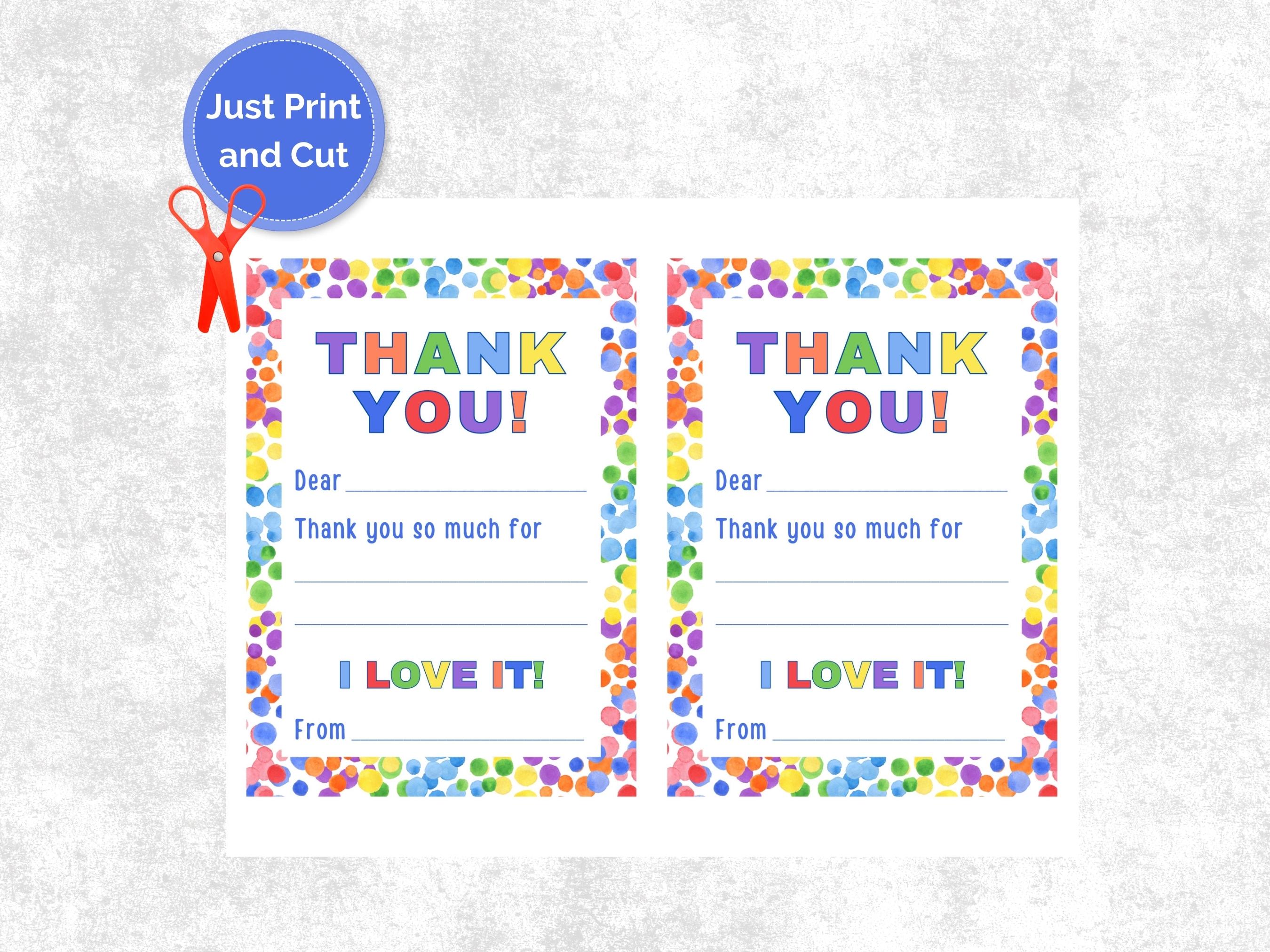Kids Printable Fill in the Blank Thank You Card, Kids Birthday Thank ...