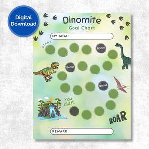 Dinosaur Kids Chart, Rewards Printable, Kids Incentive Chart, Boys ...