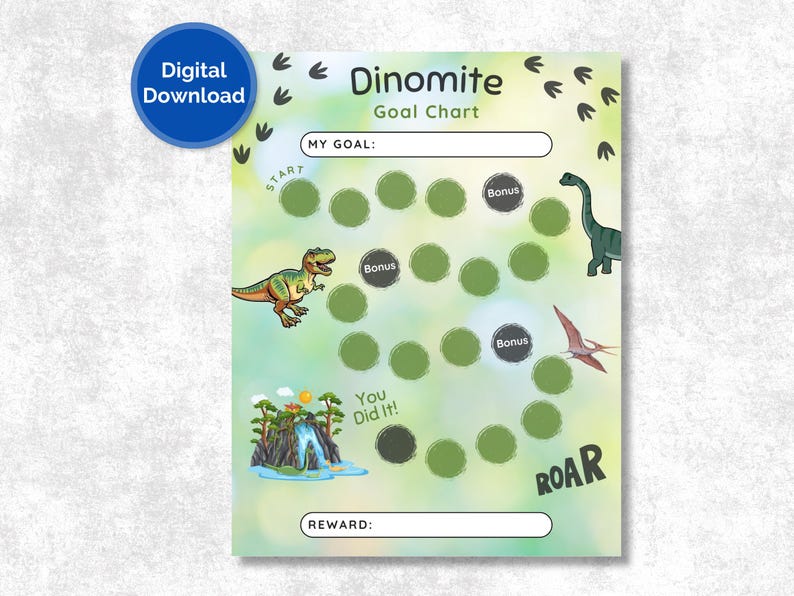 Dinosaur Kids Chart, Rewards Printable, Kids Incentive Chart, Boys ...
