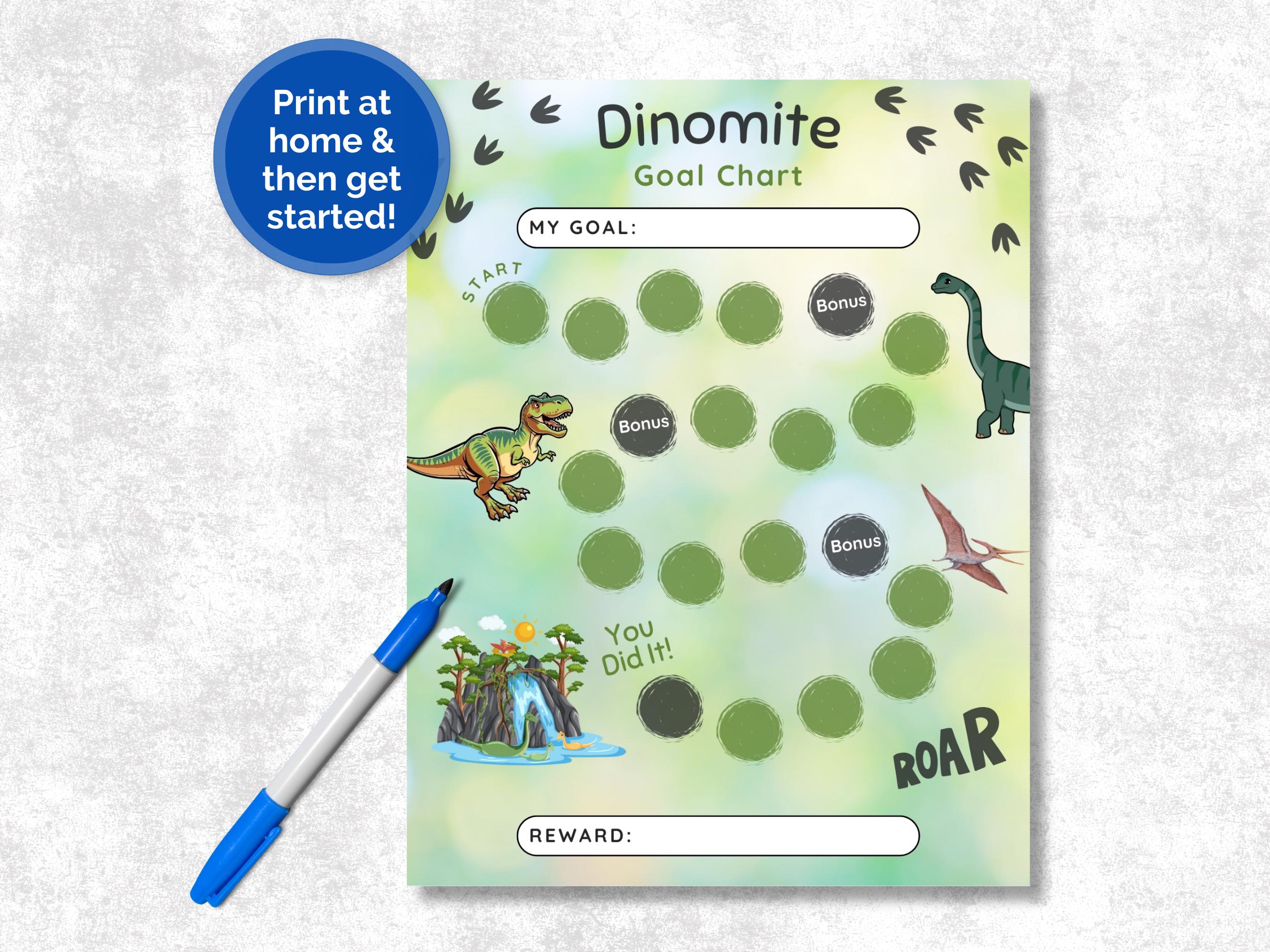Dinosaur Kids Chart, Rewards Printable, Kids Incentive Chart, Boys ...