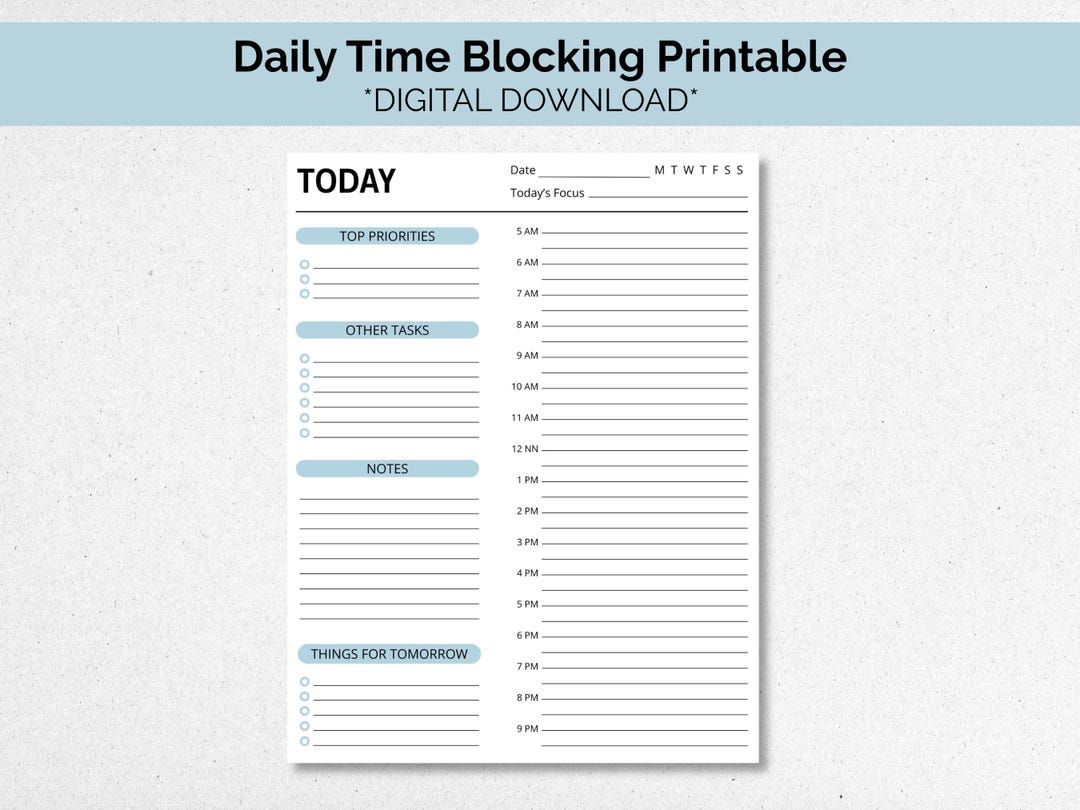Time Blocking Printable, Timeboxing Planner, Daily Timebox Plan, Time ...