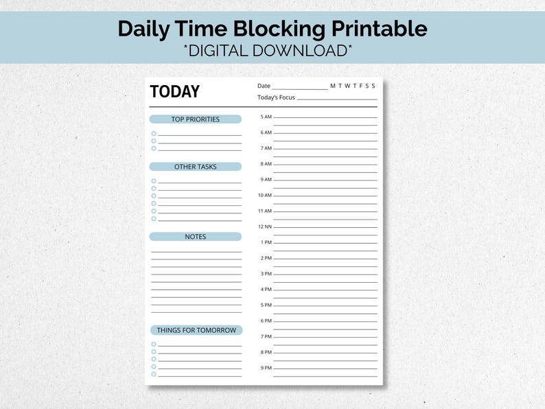 Time Blocking Printable, Timeboxing Planner, Daily Timebox Plan, Time ...