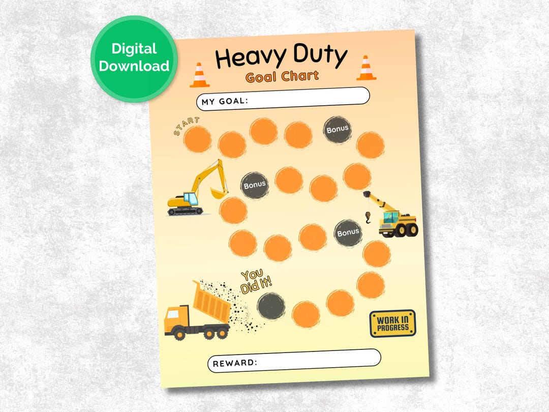 Construction Chart Rewards Printable Kids Incentive Chart Bedtime Chart ...