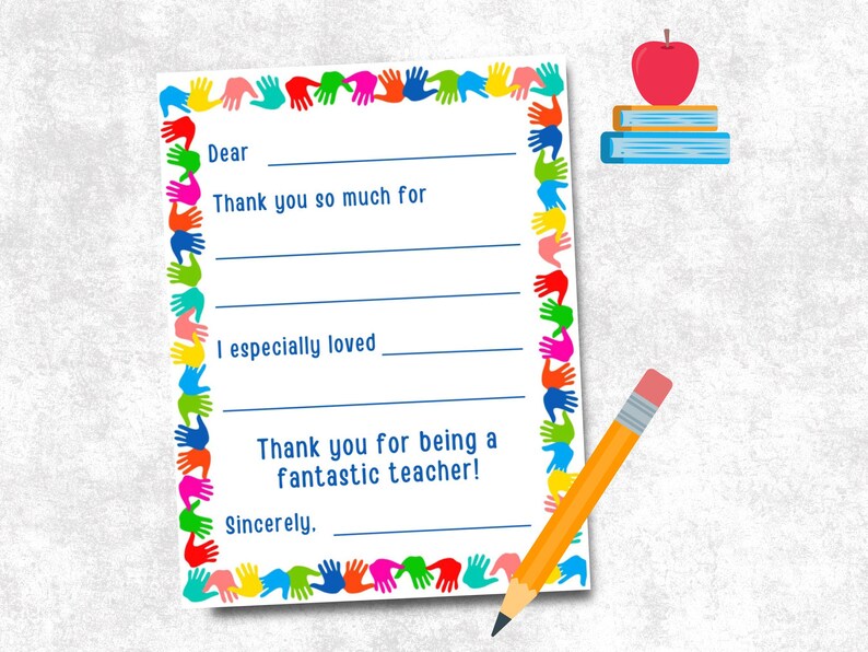 Printable Thank You Teacher Appreciation Card, Fill-in-the-blank Thank ...