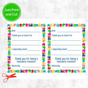 Printable Thank You Teacher Appreciation Card, Fill-in-the-blank Thank ...