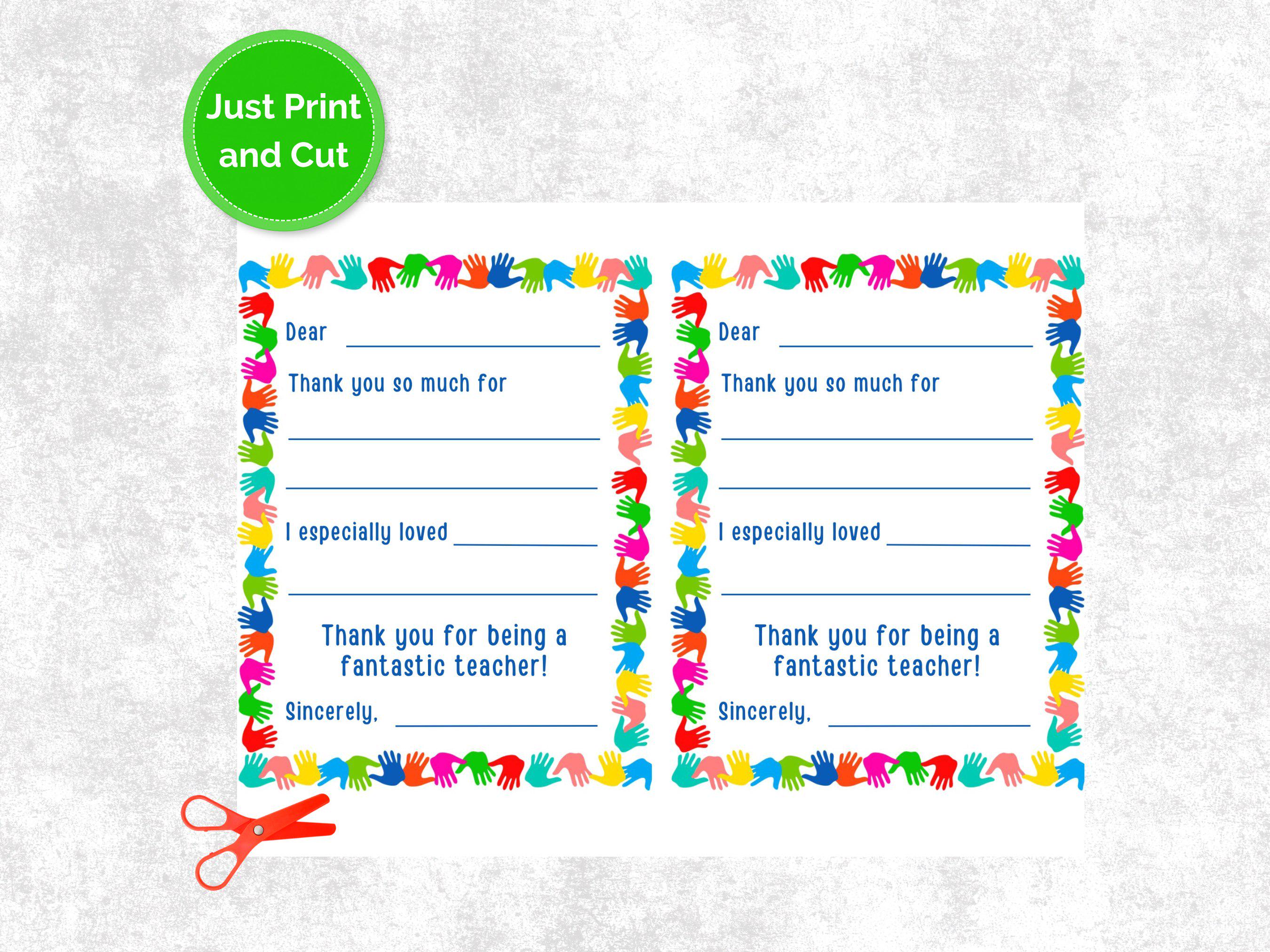 Printable Thank You Teacher Appreciation Card, Fill-in-the-blank Thank ...