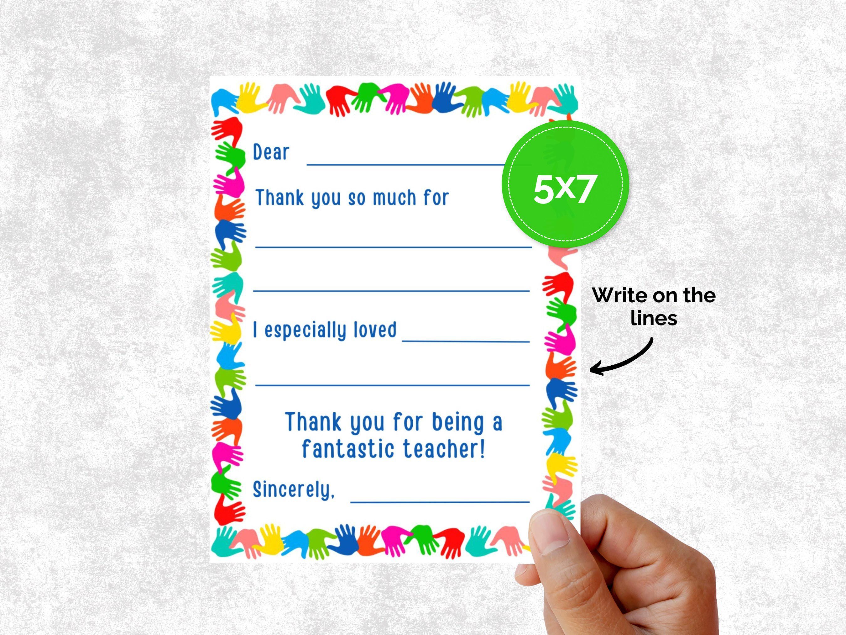 Printable Thank You Teacher Appreciation Card, Fill-in-the-blank Thank ...