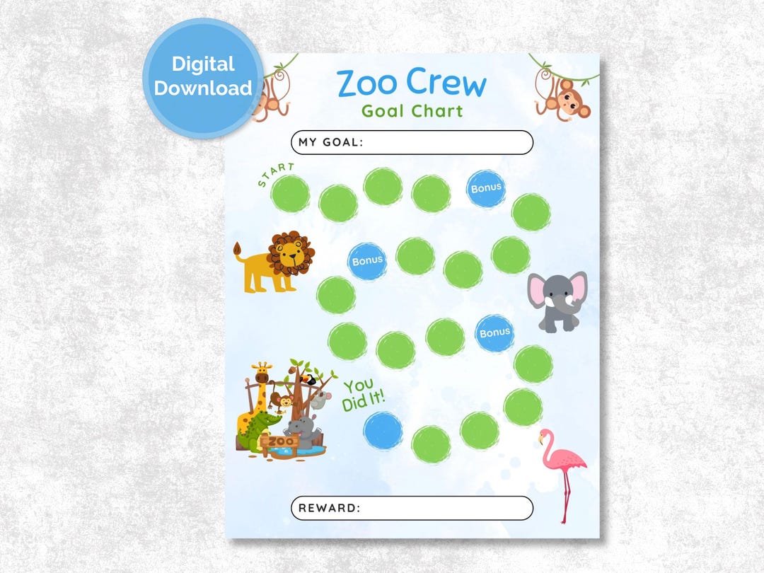 Zoo Animal Rewards Chart, Rewards Printable, Kids Incentive Chart, Boys ...