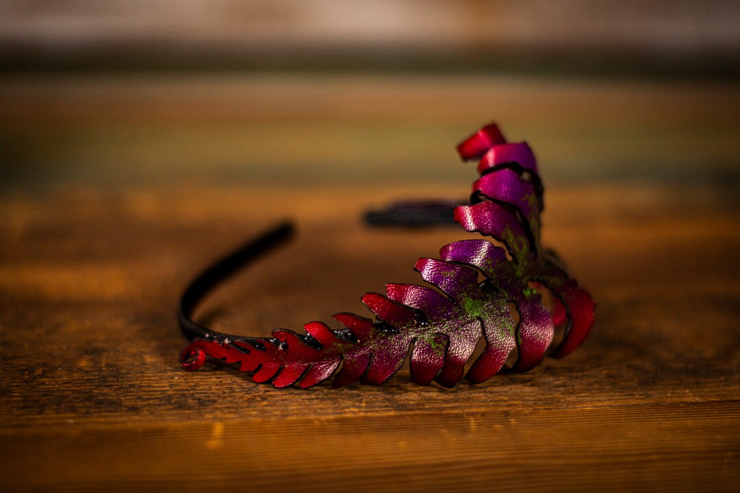 Leather Fern Headband Fantasy Pink & Purple - Etsy