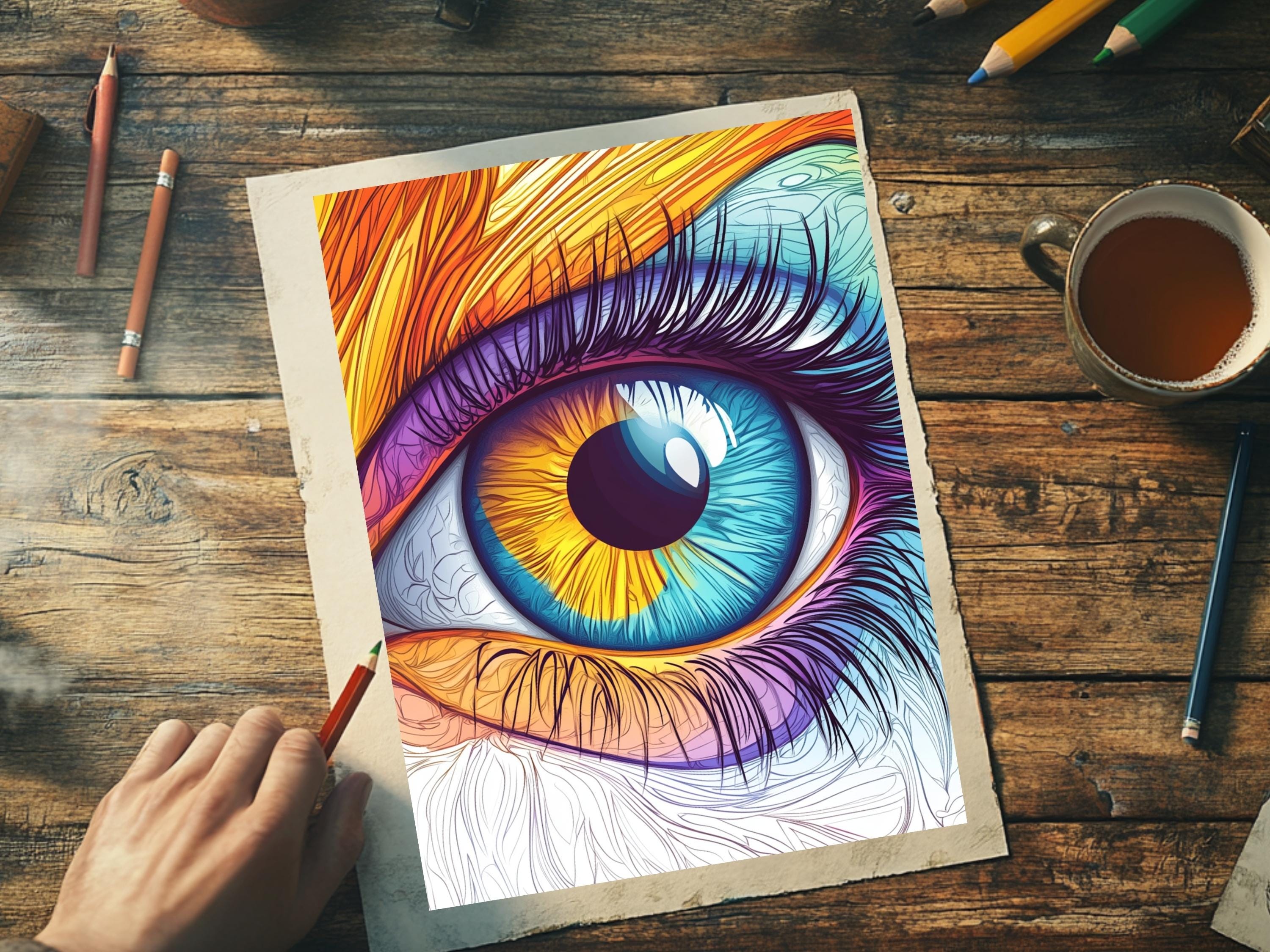 50 Realistic Eye Coloring Pages: Inspiring Coloring Book With Flowers ...