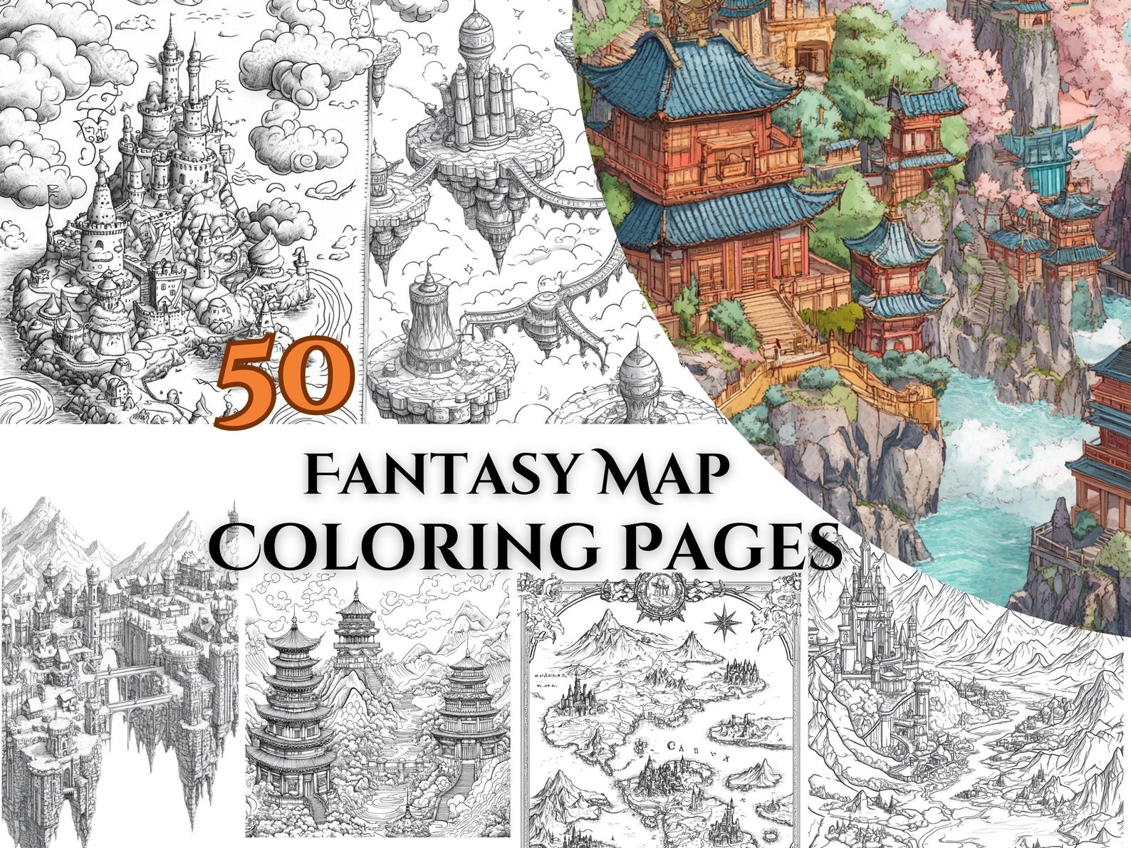 50 Fantasy Map Coloring Pages: Inspiring Coloring Book Printable ...