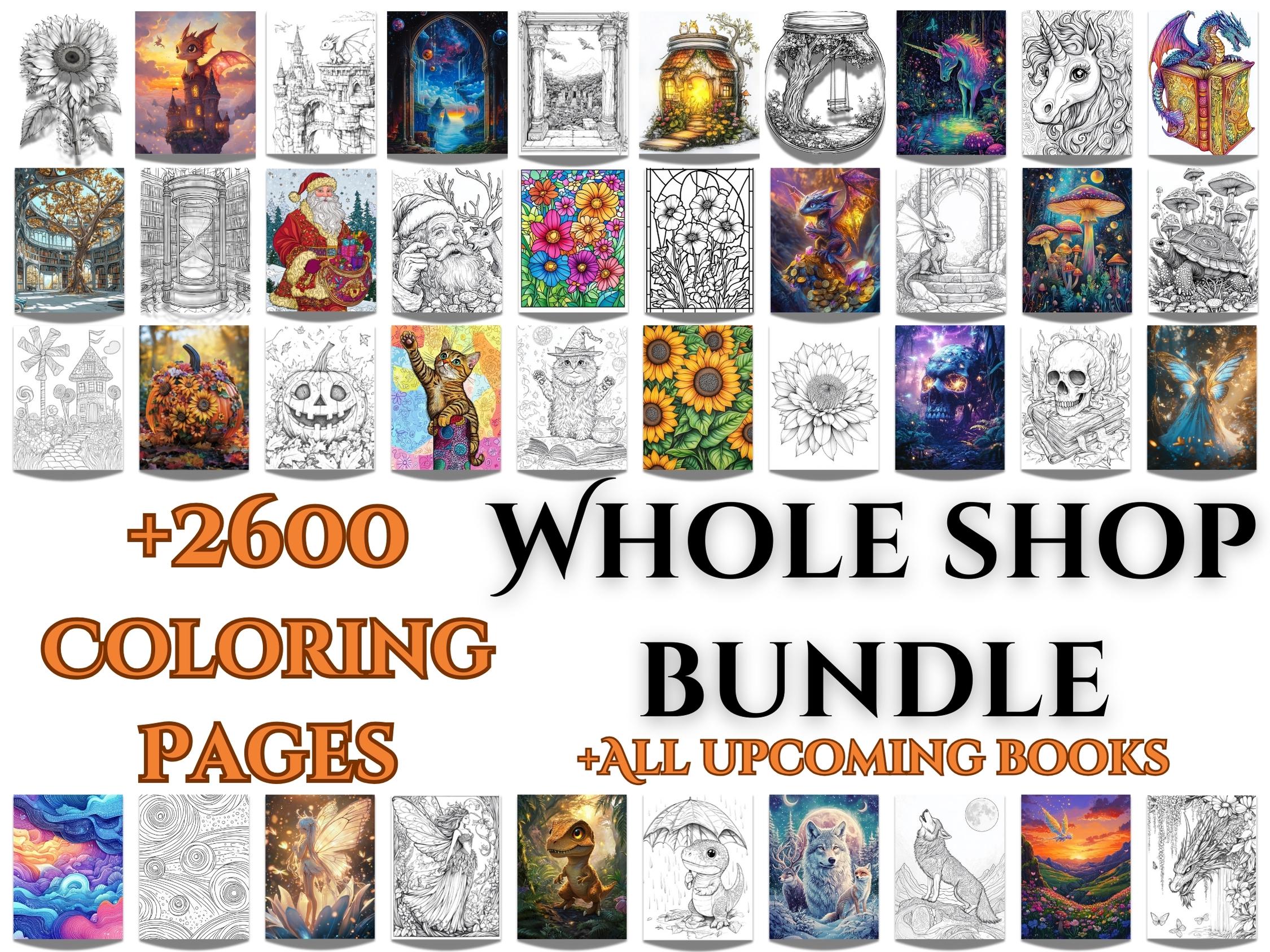 Coloring Pages Whole Shop Bundle, Endless Creativity & Relaxation, Art ...