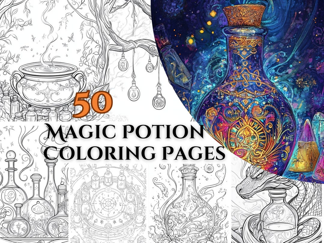 50 Magic Potion Coloring Pages – Inspiring Coloring Book for Adults ...