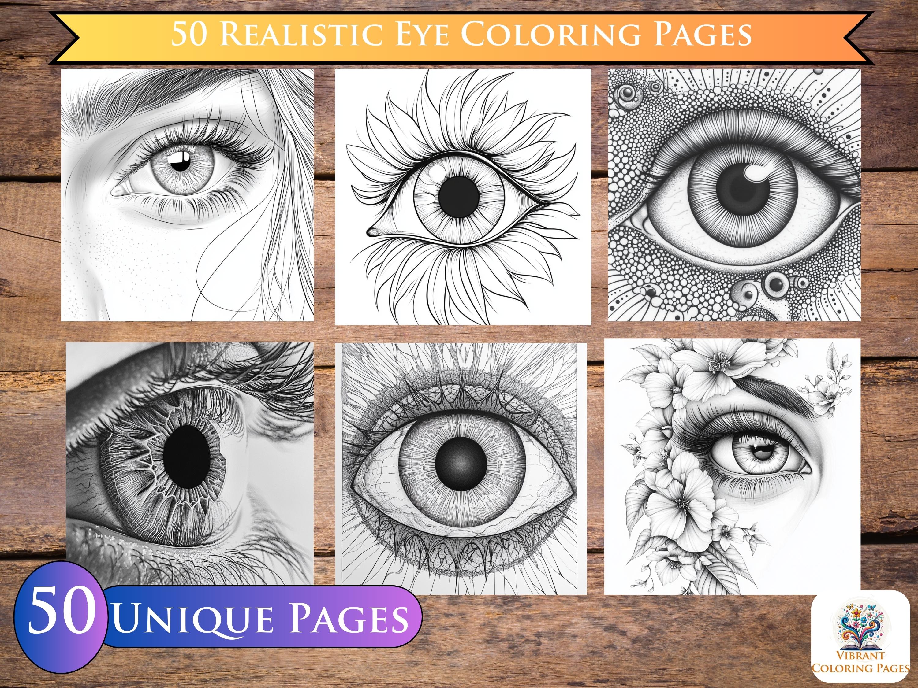 50 Realistic Eye Coloring Pages: Inspiring Coloring Book With Flowers ...