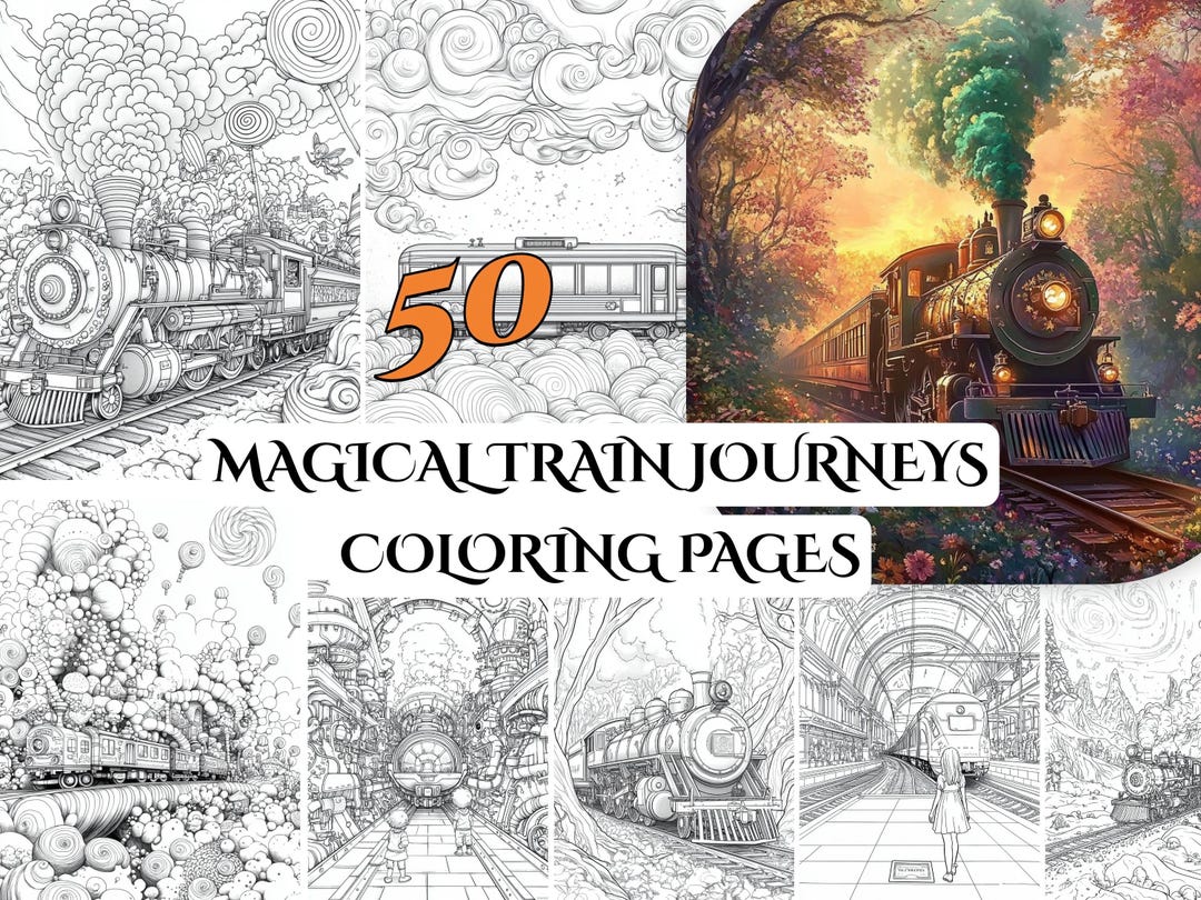 50 Magical Train Journeys Coloring Pages – Enchanting Designs for ...