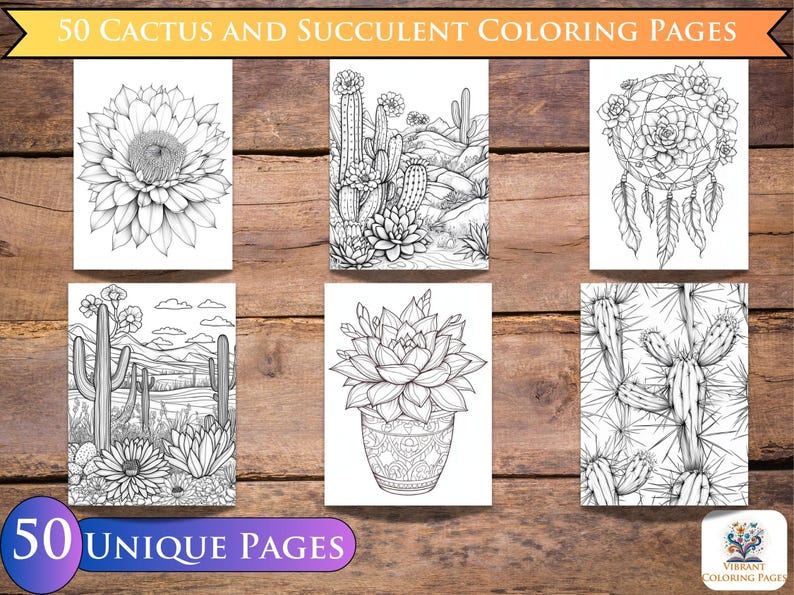 50 Cactus & Succulent Coloring Pages – Desert Floral Coloring ...