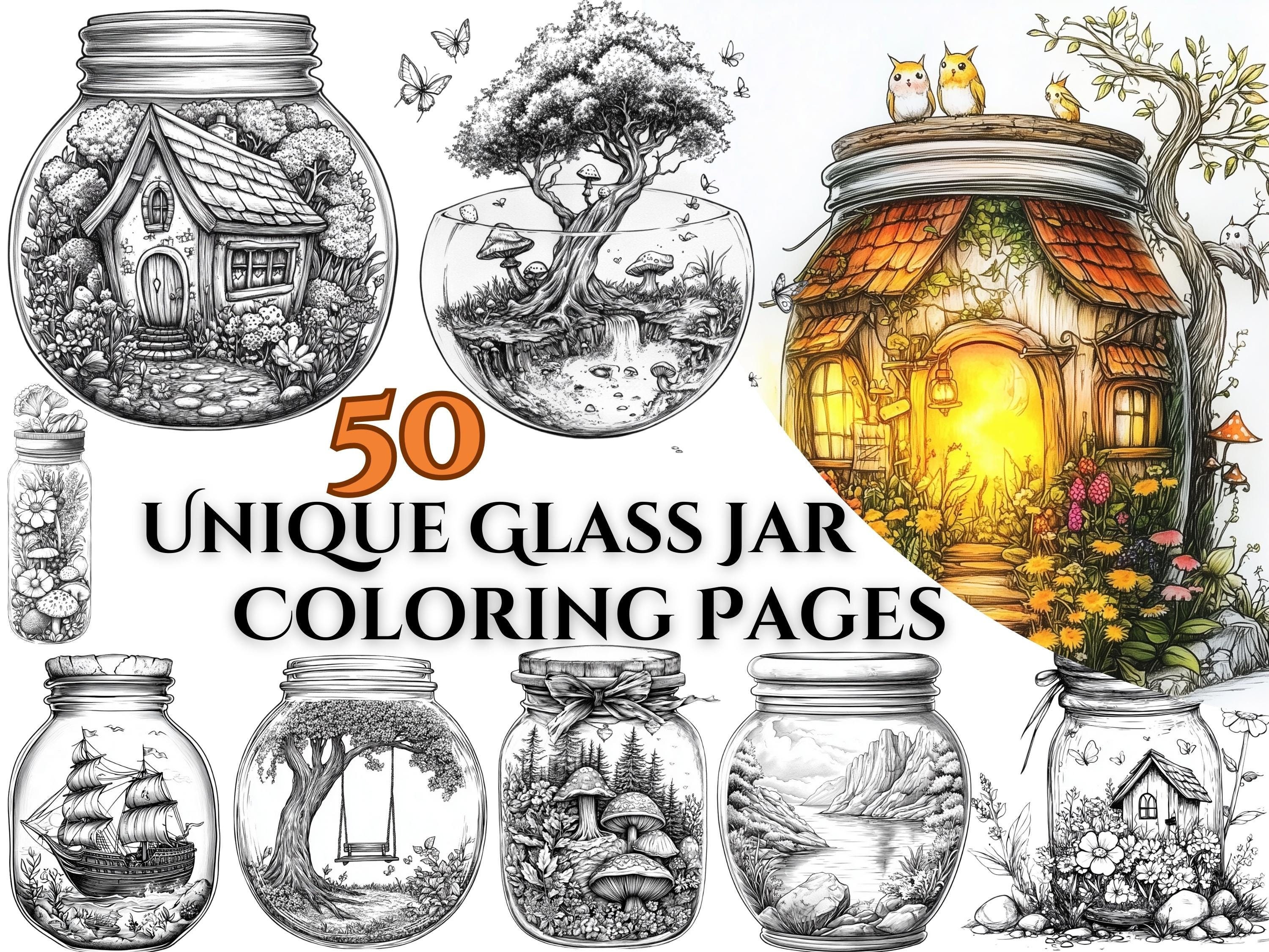 50 Glass Jar Coloring Book Pages Inspiring Coloring Page Digital ...
