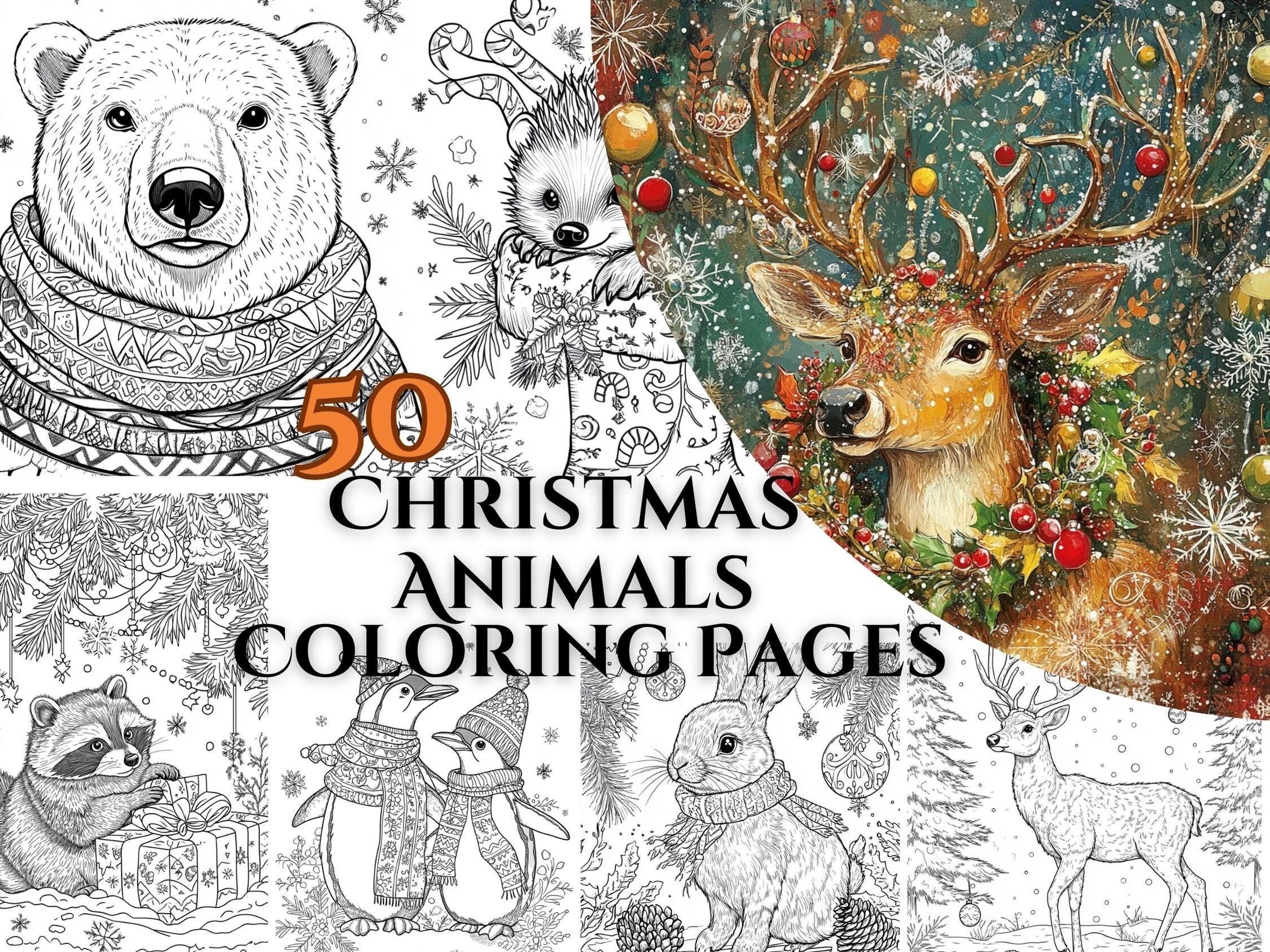 50 Christmas Animals Coloring Pages – Santa Coloring, Holiday & Winter ...