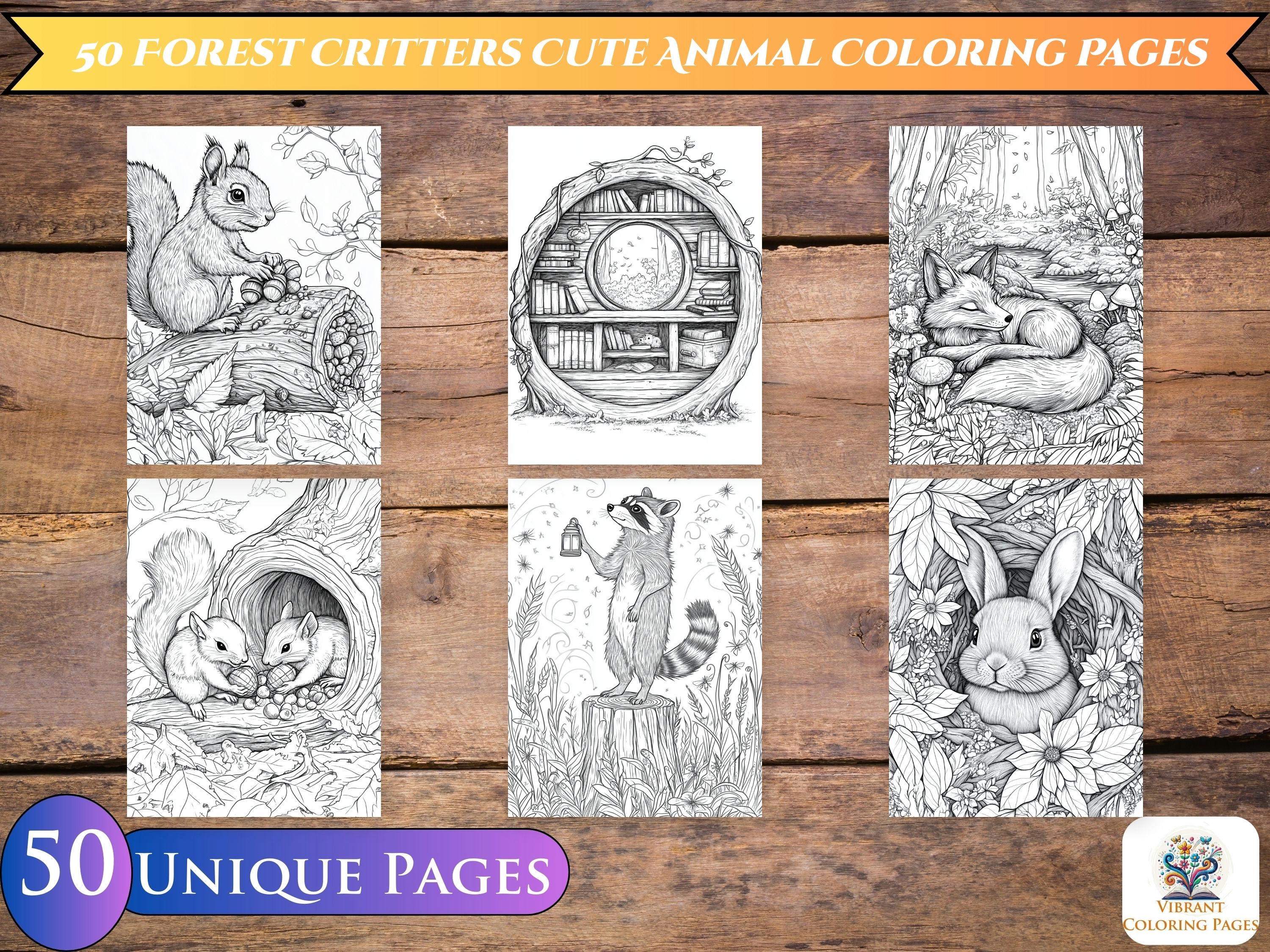 50 Forest Critters Coloring Pages – Cute Animal Illustrations, Adorable ...