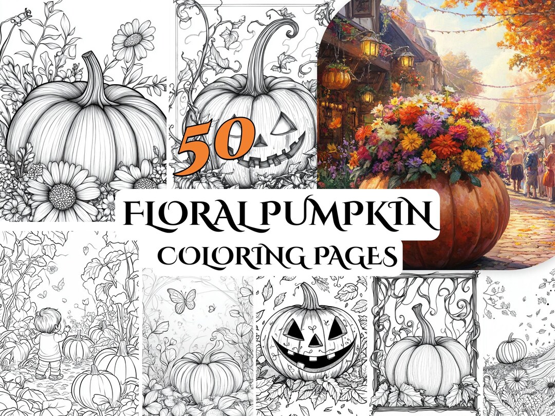 50 Floral Pumpkin Coloring Pages – Charming Autumn Designs for ...