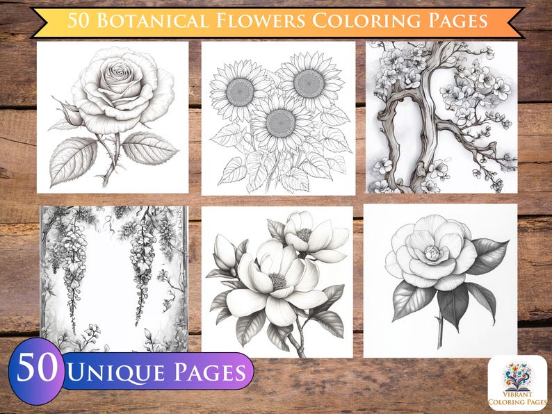 50 Botanicals Coloring Book Pages - Inspiring Coloring Flowers for ...