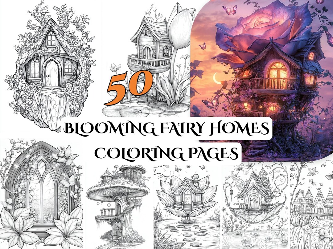 50 Blooming Fairy Homes Coloring Pages – Enchanting & Whimsical Designs ...