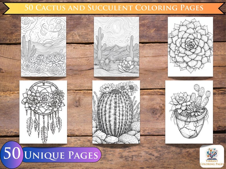 50 Cactus & Succulent Coloring Pages – Desert Floral Coloring ...