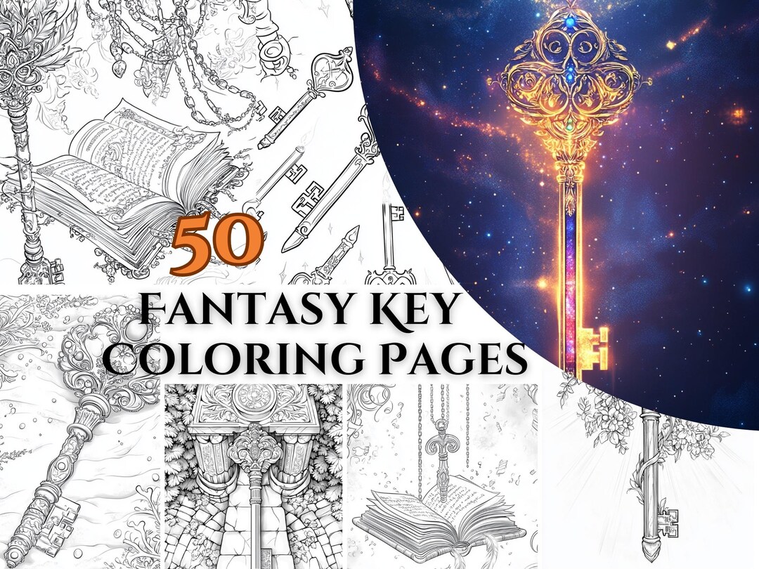 50 Fantasy Key Coloring Pages – Magical Key Designs, Inspiring Coloring ...