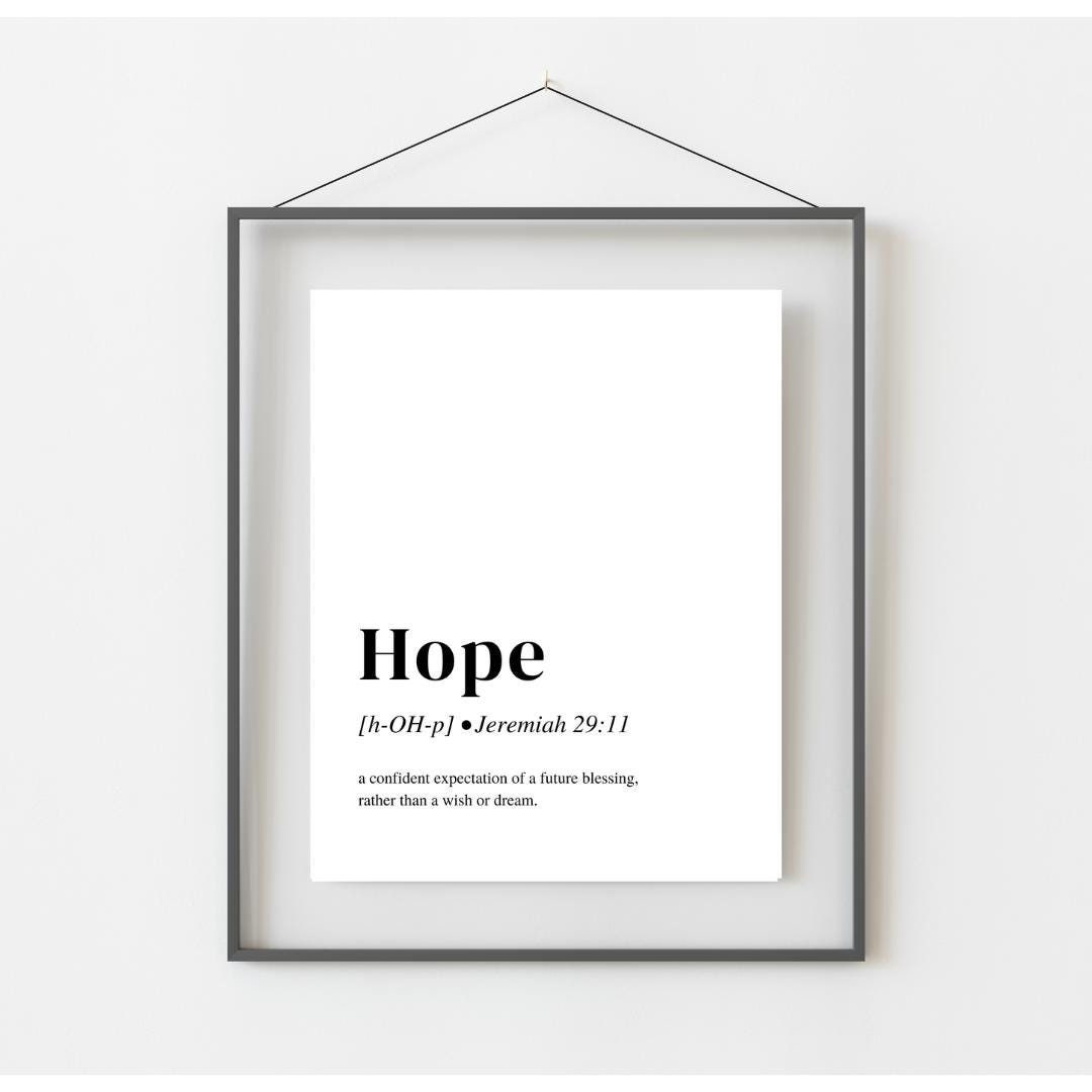 Christian Wall Art Hope Definition Print Inspirational Typography Faith ...