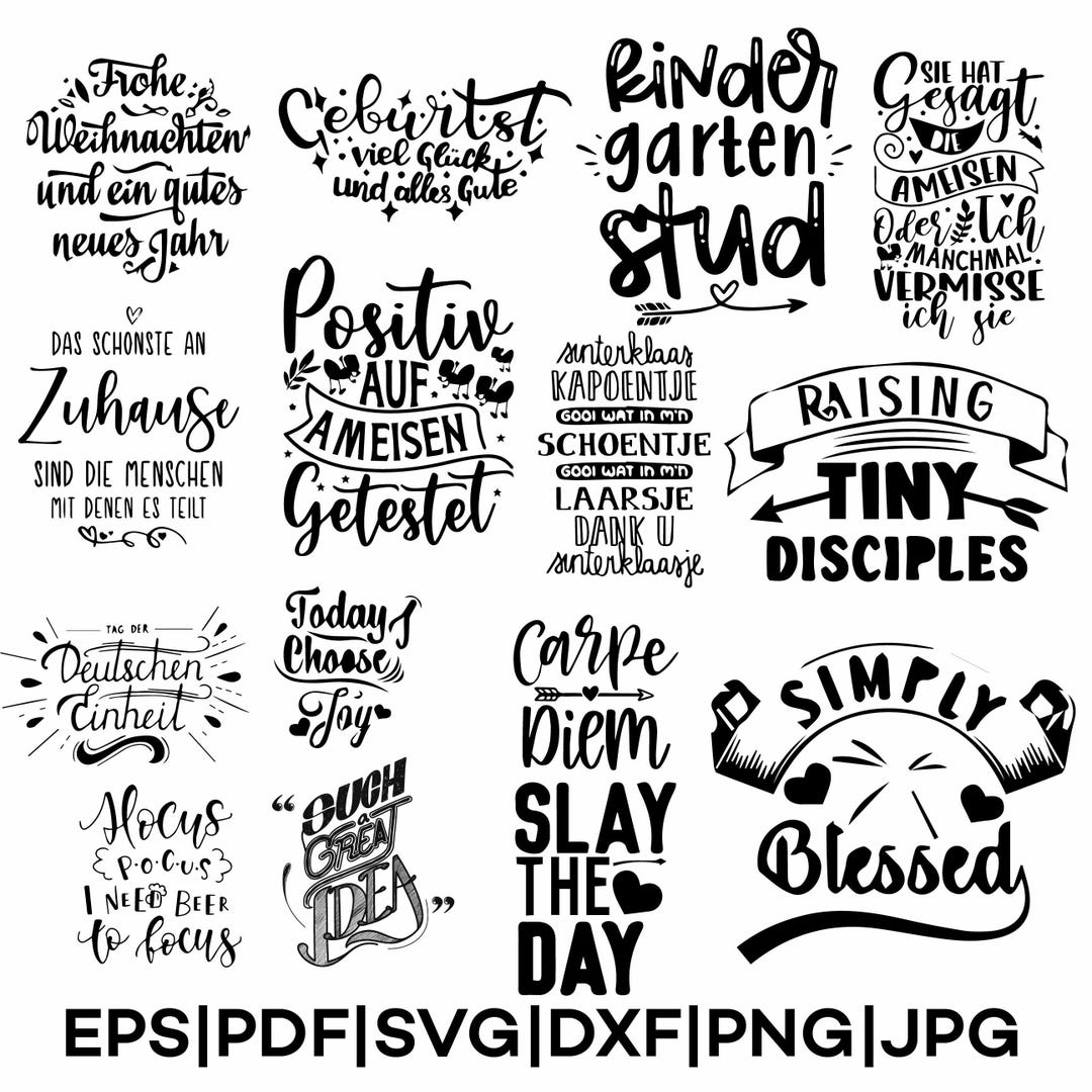 German Inspirational Quotes Svg Bundle, Garman Sayings Png, Positive ...