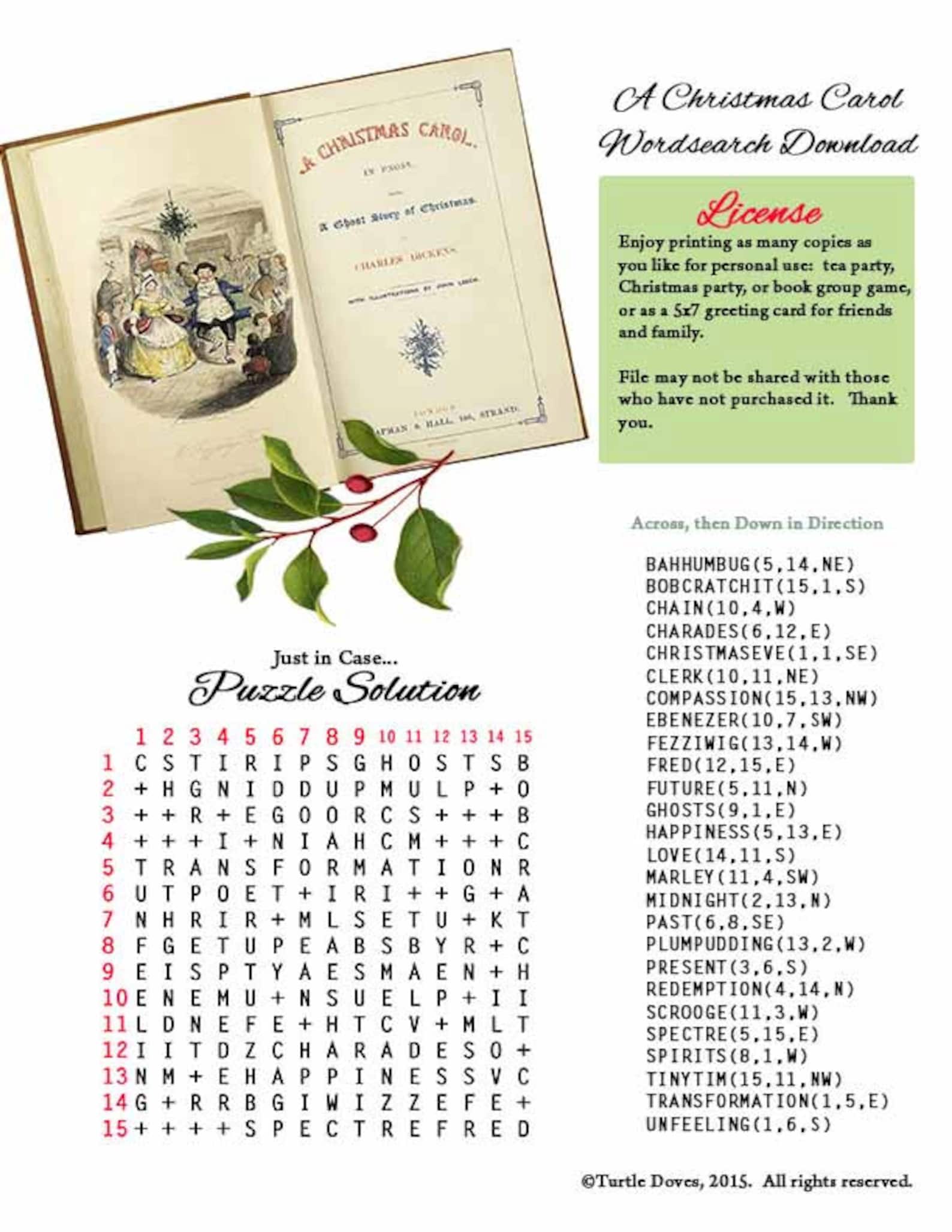 Download - A Christmas Carol Word Search Pack - Full Sheet and 5x7 Note ...