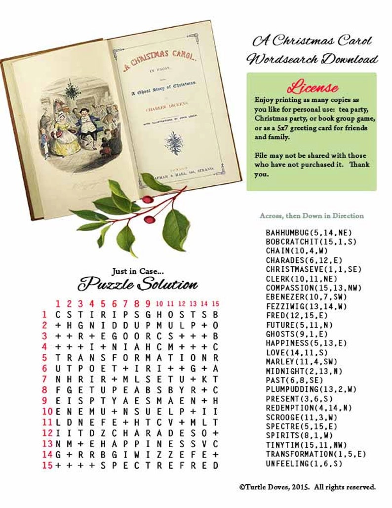 Download - A Christmas Carol Word Search Pack - Full Sheet and 5x7 Note ...