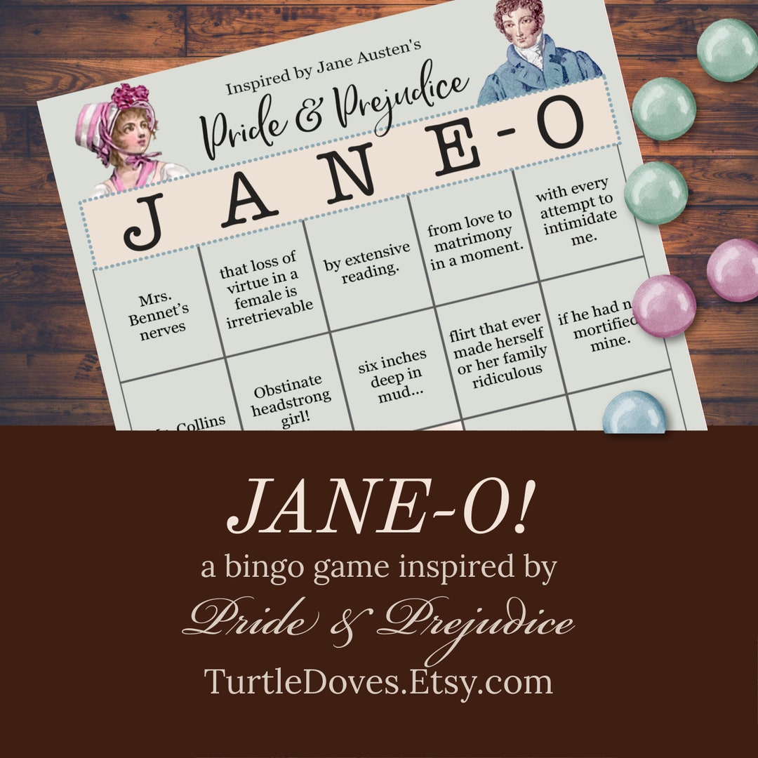 Jane Austen Bingo Game, JANE-O (digital Files, to Print Yourself) - Etsy