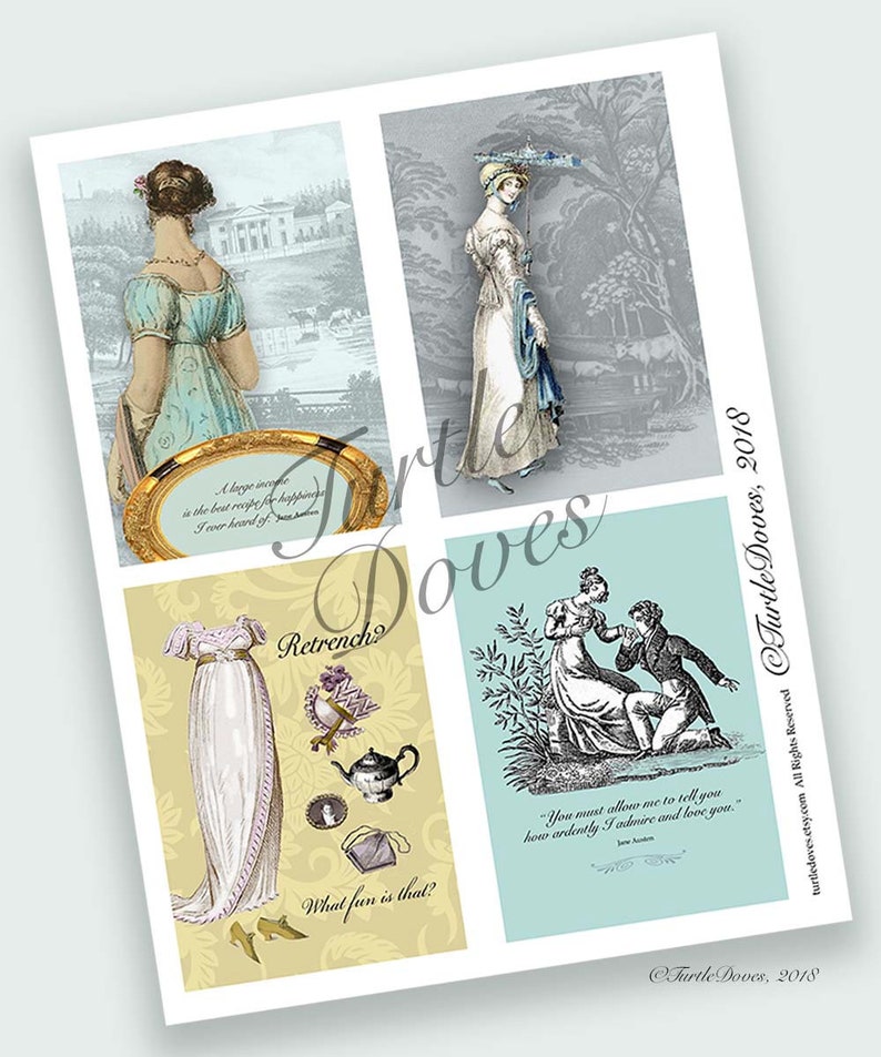 Jane Austen Printable Note Cards - Journaling Cards - 4 Print-your-own ...