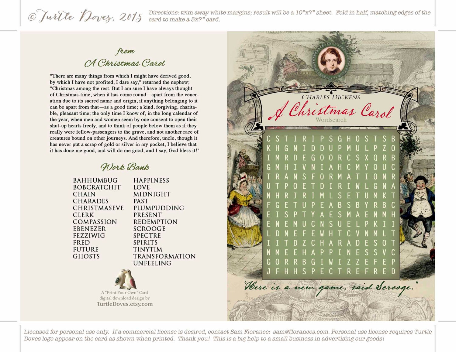 Download - A Christmas Carol Word Search Pack - Full Sheet and 5x7 Note ...