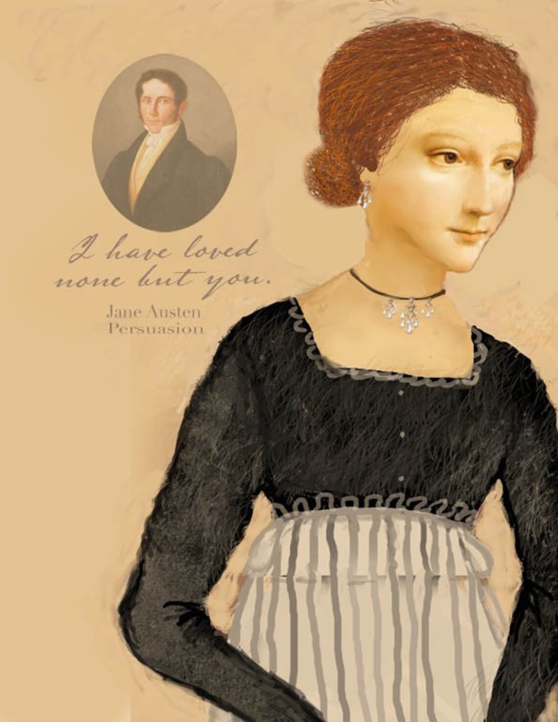 Digital Download - 5x7 Jane Austen Note Card, I Have Loved None but You ...